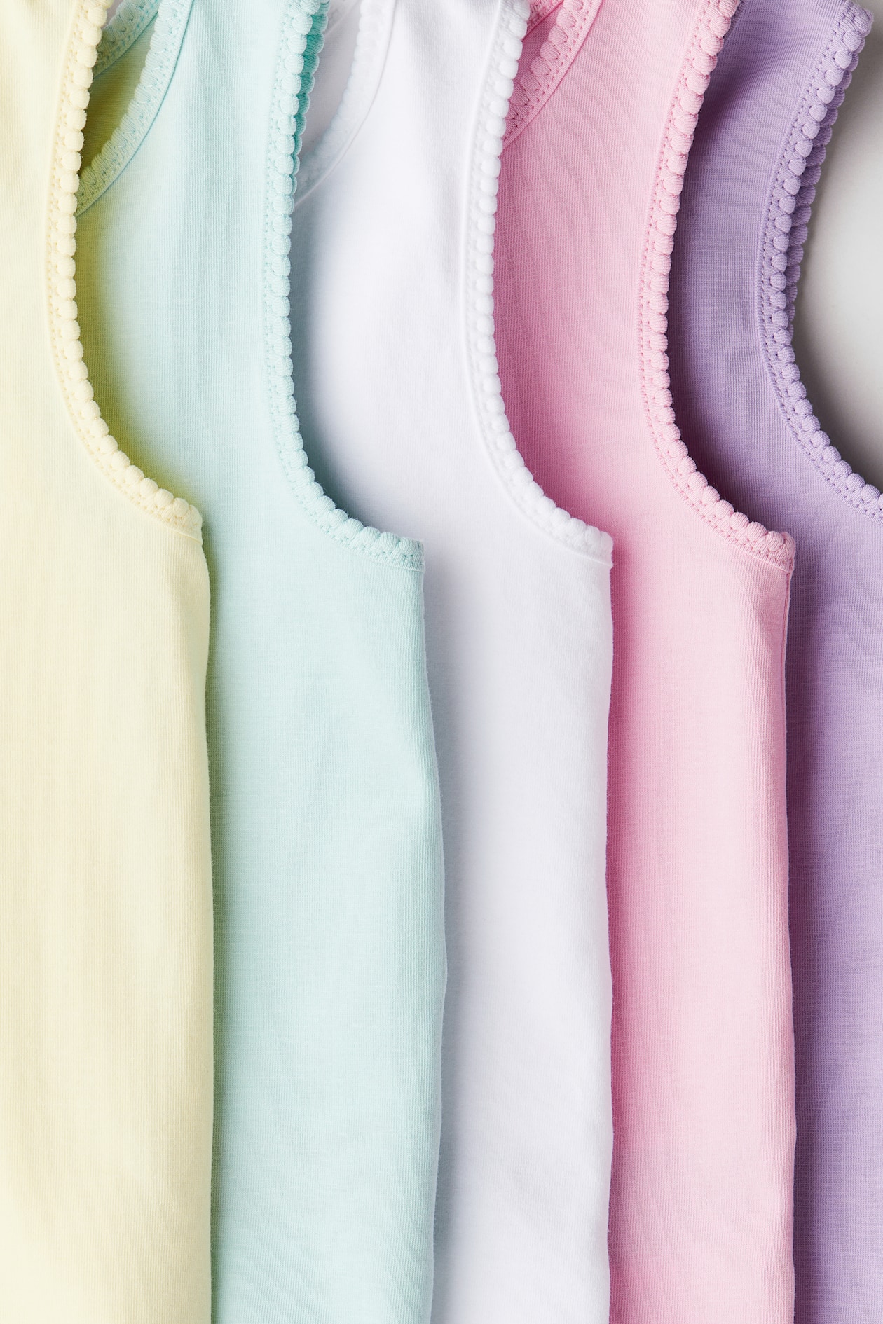 5-pack Scalloped-edge Tank Tops - Light yellow/light purple - Kids | H&M US