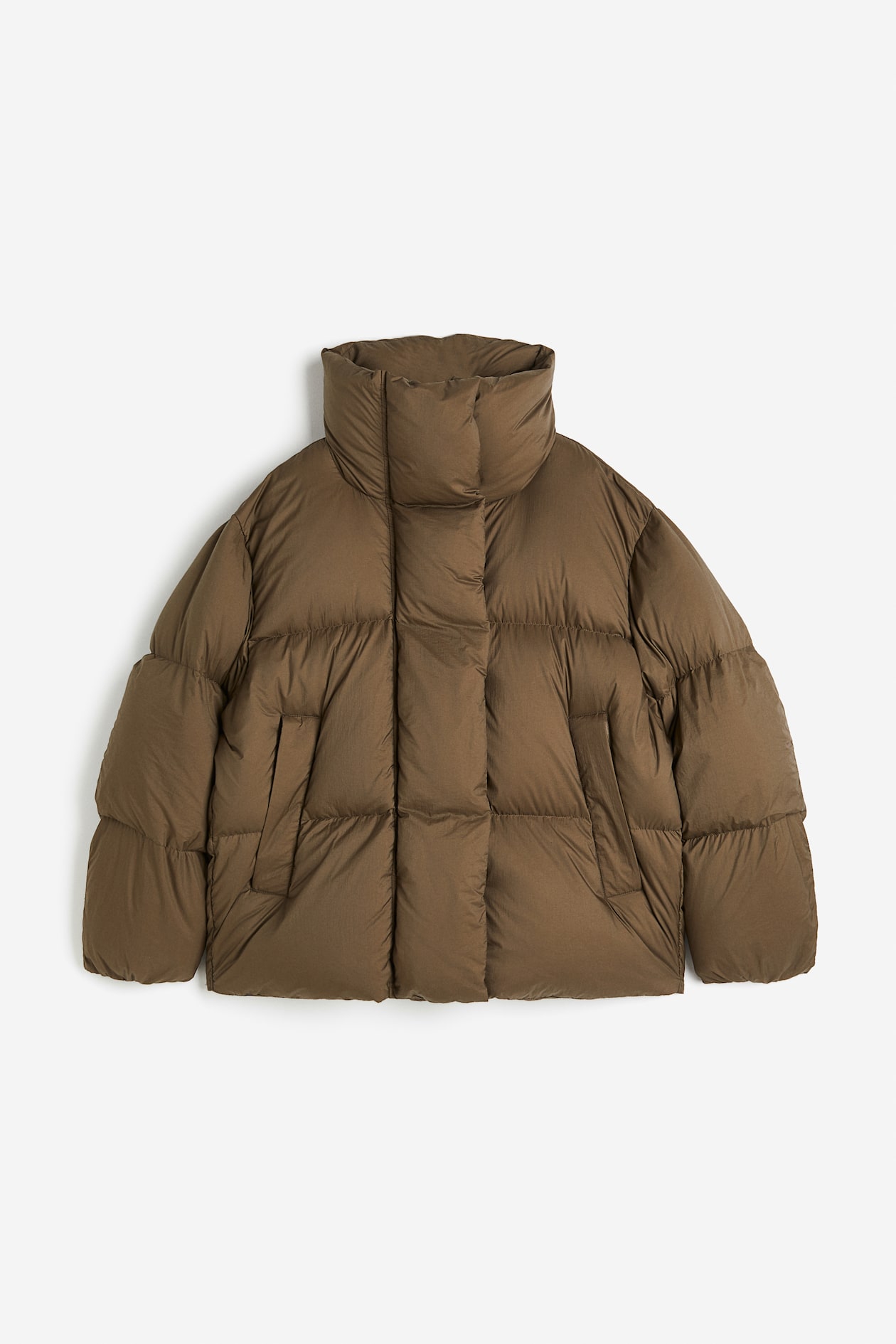Oversized down puffer jacket - Khaki green - Ladies | H&M GB