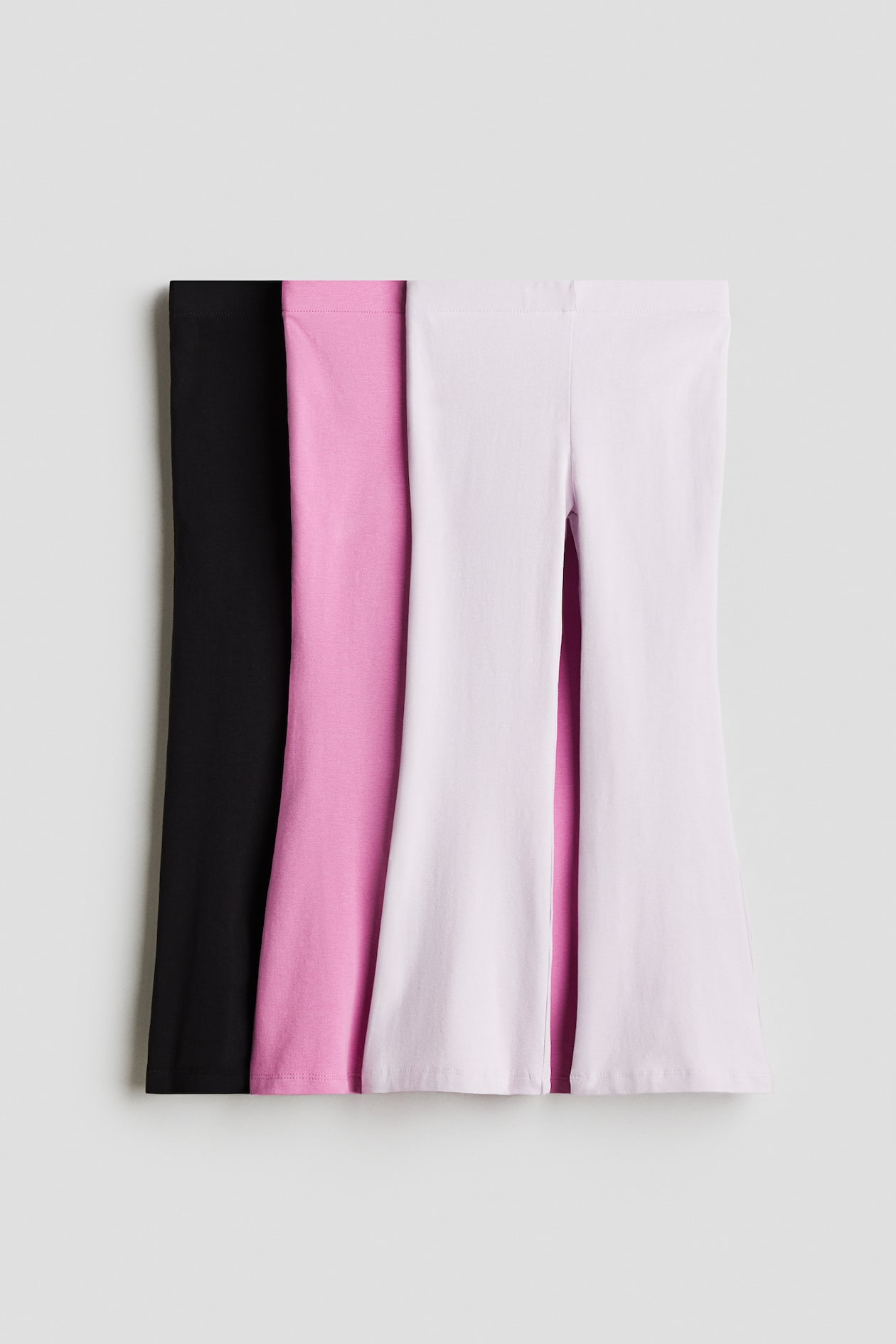 Pink/black 3-pack Flared Cotton Leggings for kids | H&M US