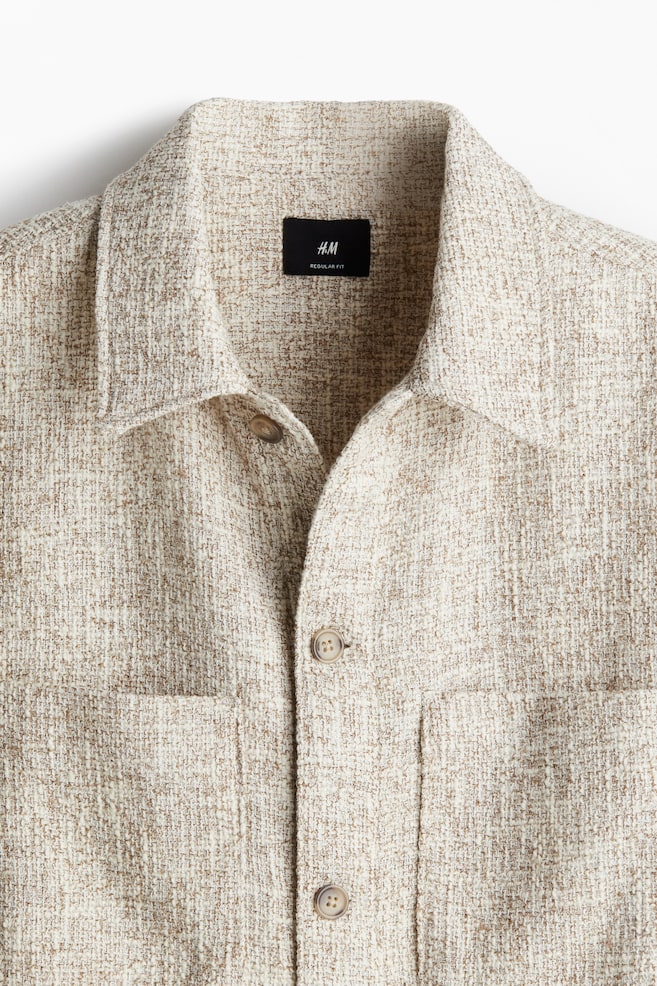 Men’s Light beige melange Regular Fit Tweed Shirt | H&M US