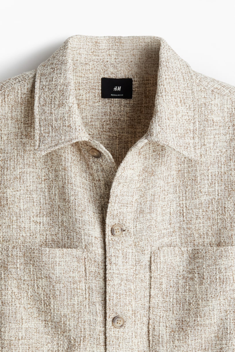 Regular Fit Tweed Shirt - Light beige melange - Men | H&M US