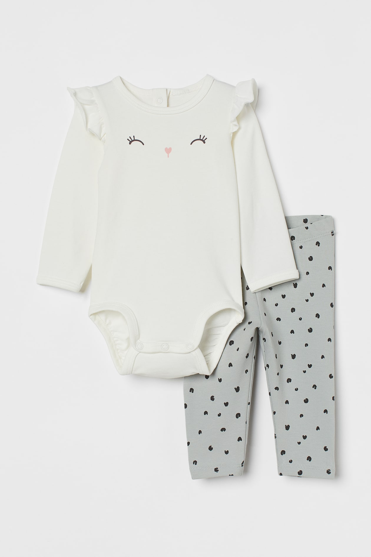 2-piece cotton set - White/Rabbit - Kids | H&M GB