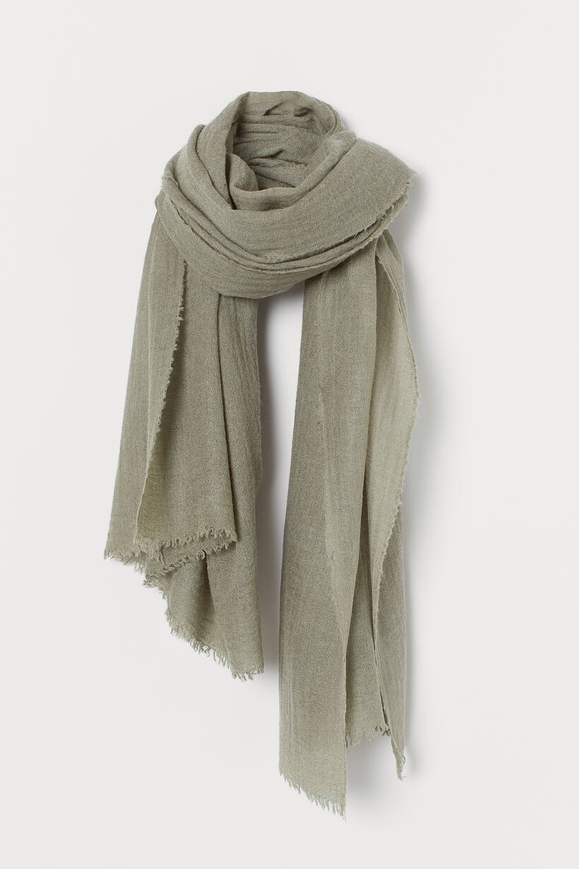 Wool-blend Scarf - Khaki green - Ladies | H&M US