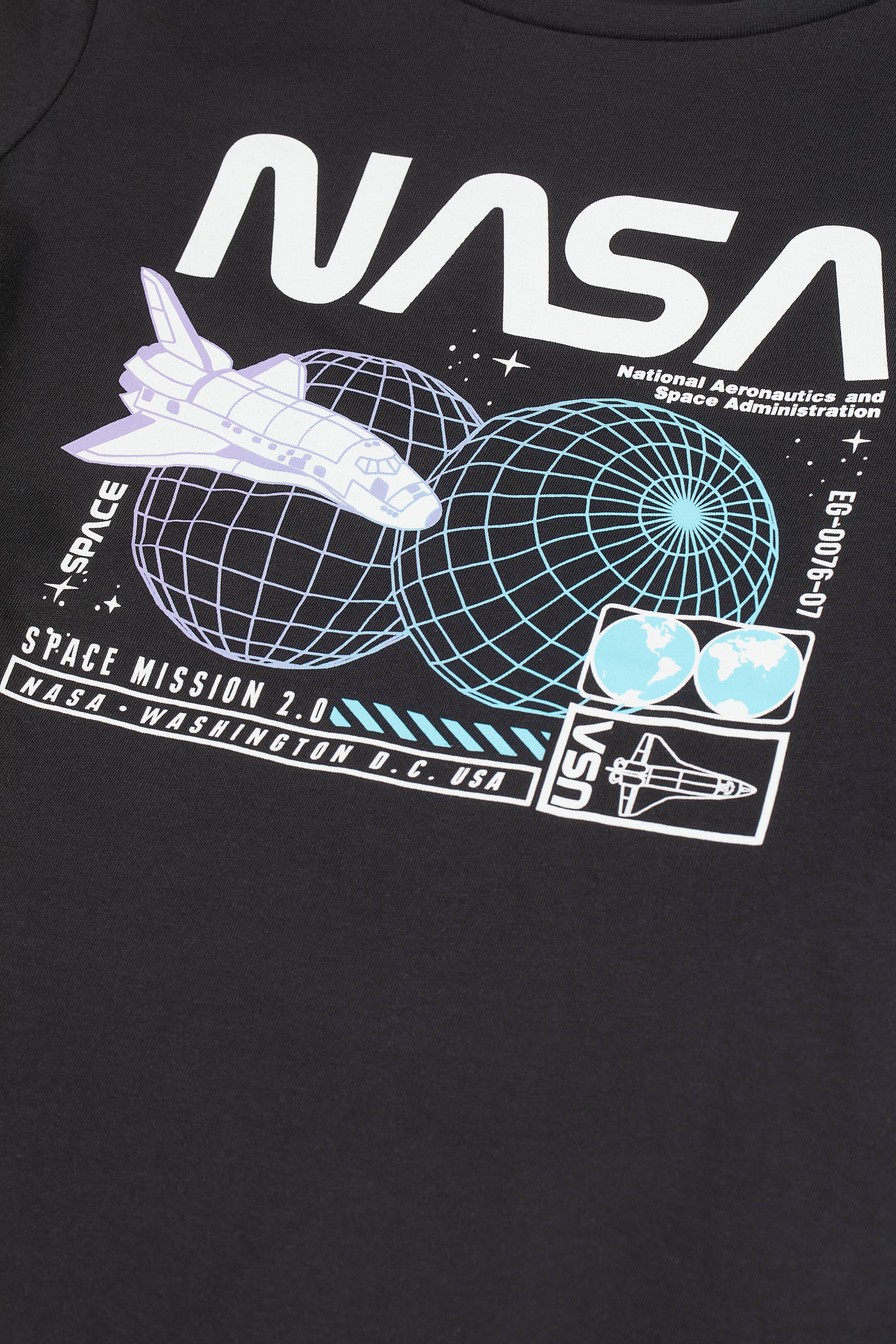Printed jersey top - Black/NASA - Kids | H&M GB