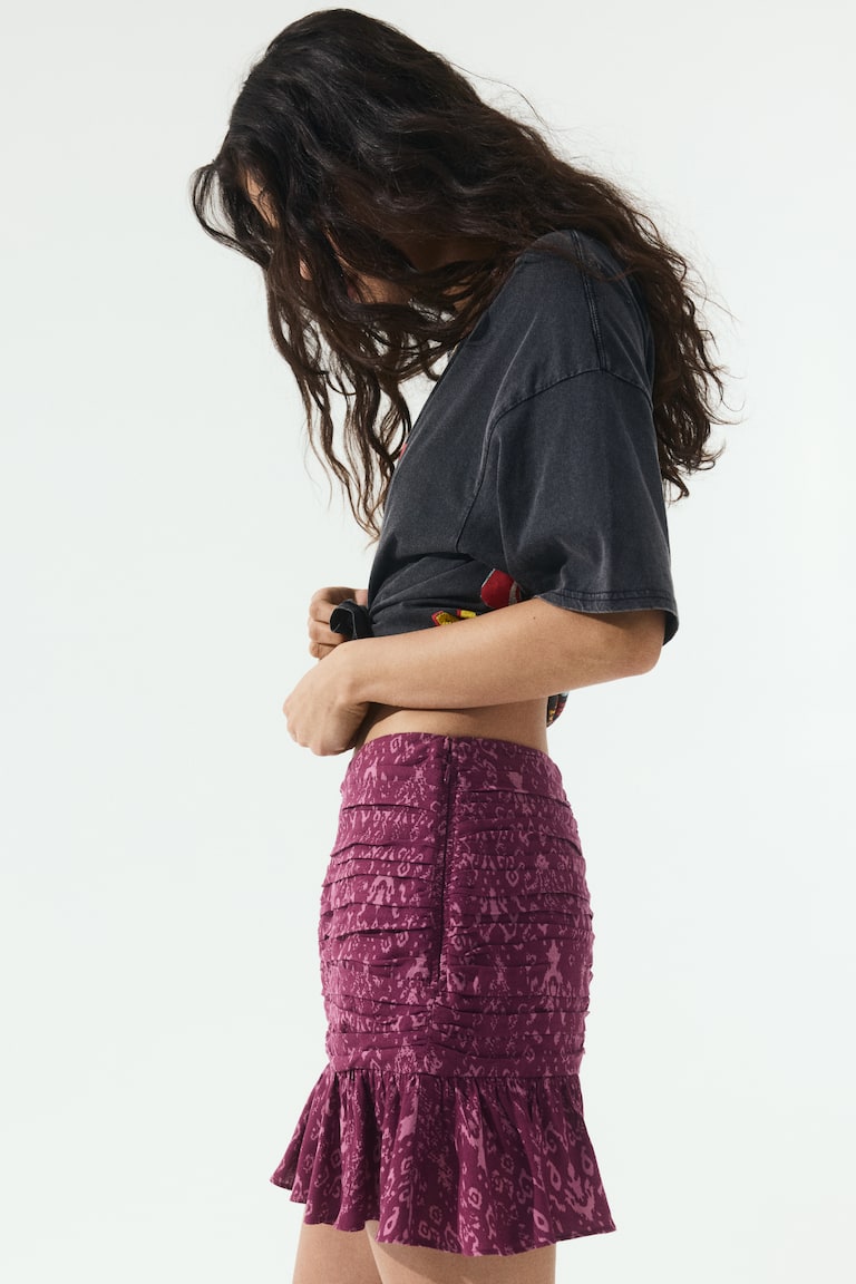 Women's Purple/patterned Gathered Mini Skirt | H&M CA