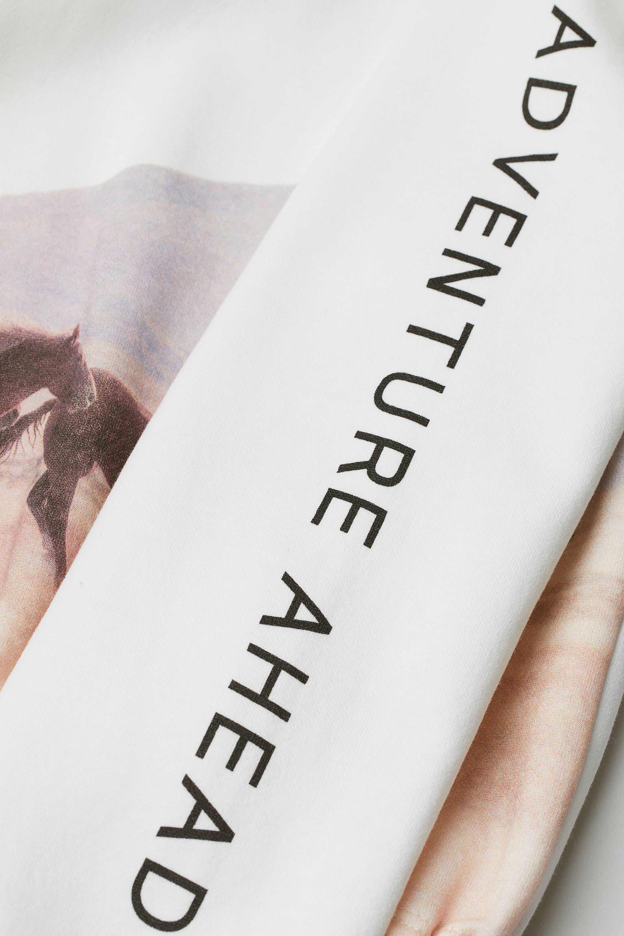 Drawstring-hem Sweatshirt - Round Neck - Long sleeve - Natural white ...