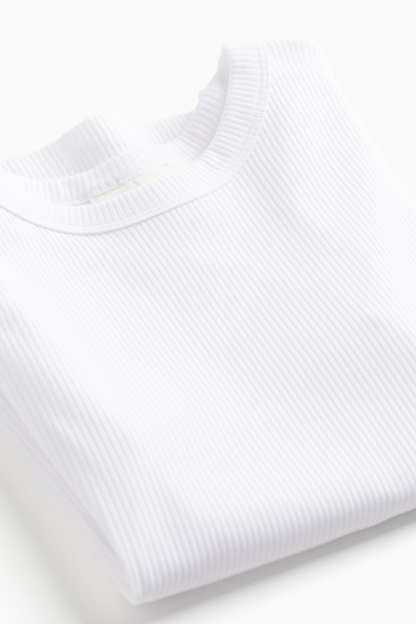 Ribbed T-shirt - White - Ladies | H&M US