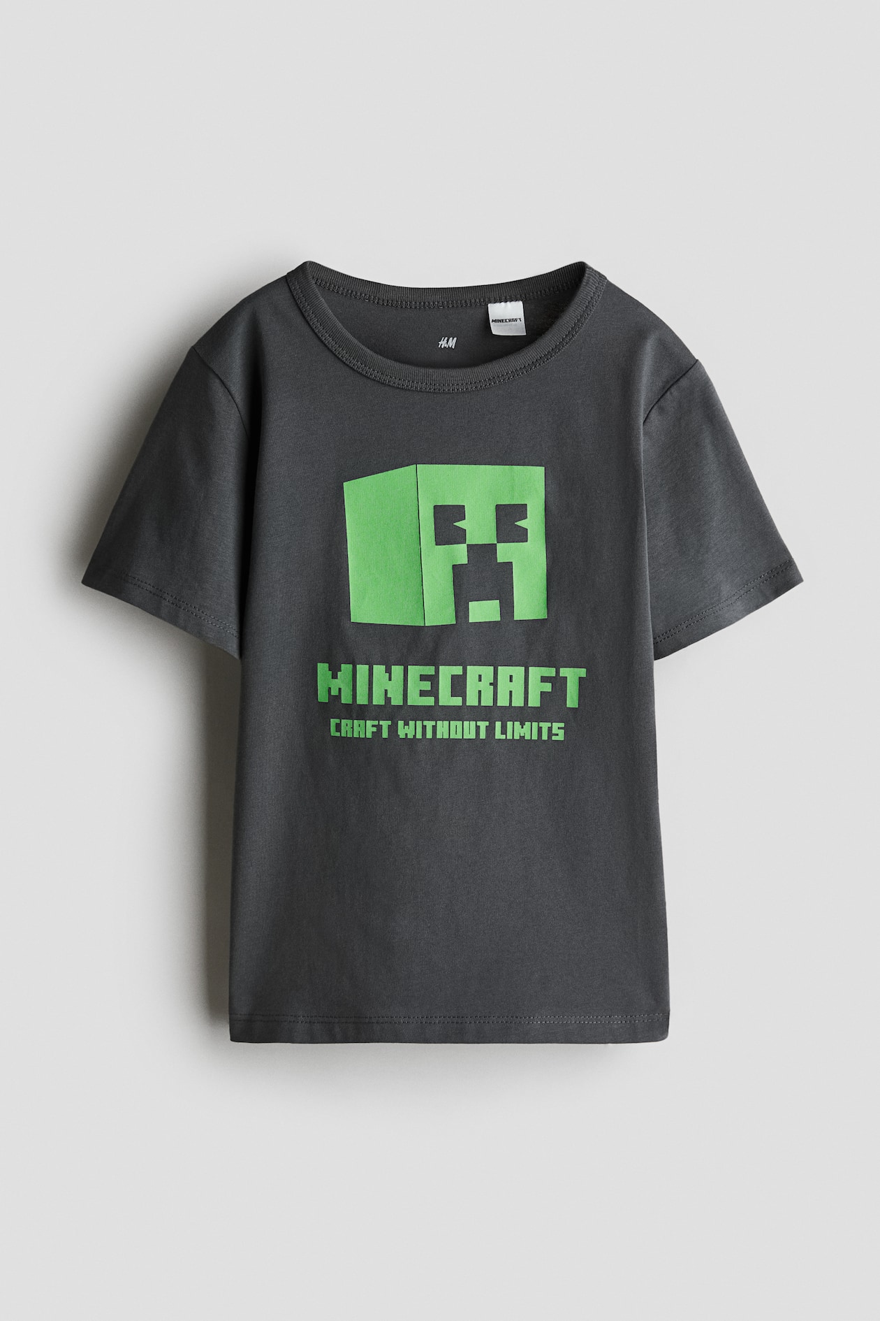Printed Cotton T-shirt - Dark gray/Minecraft - Kids | H&M US