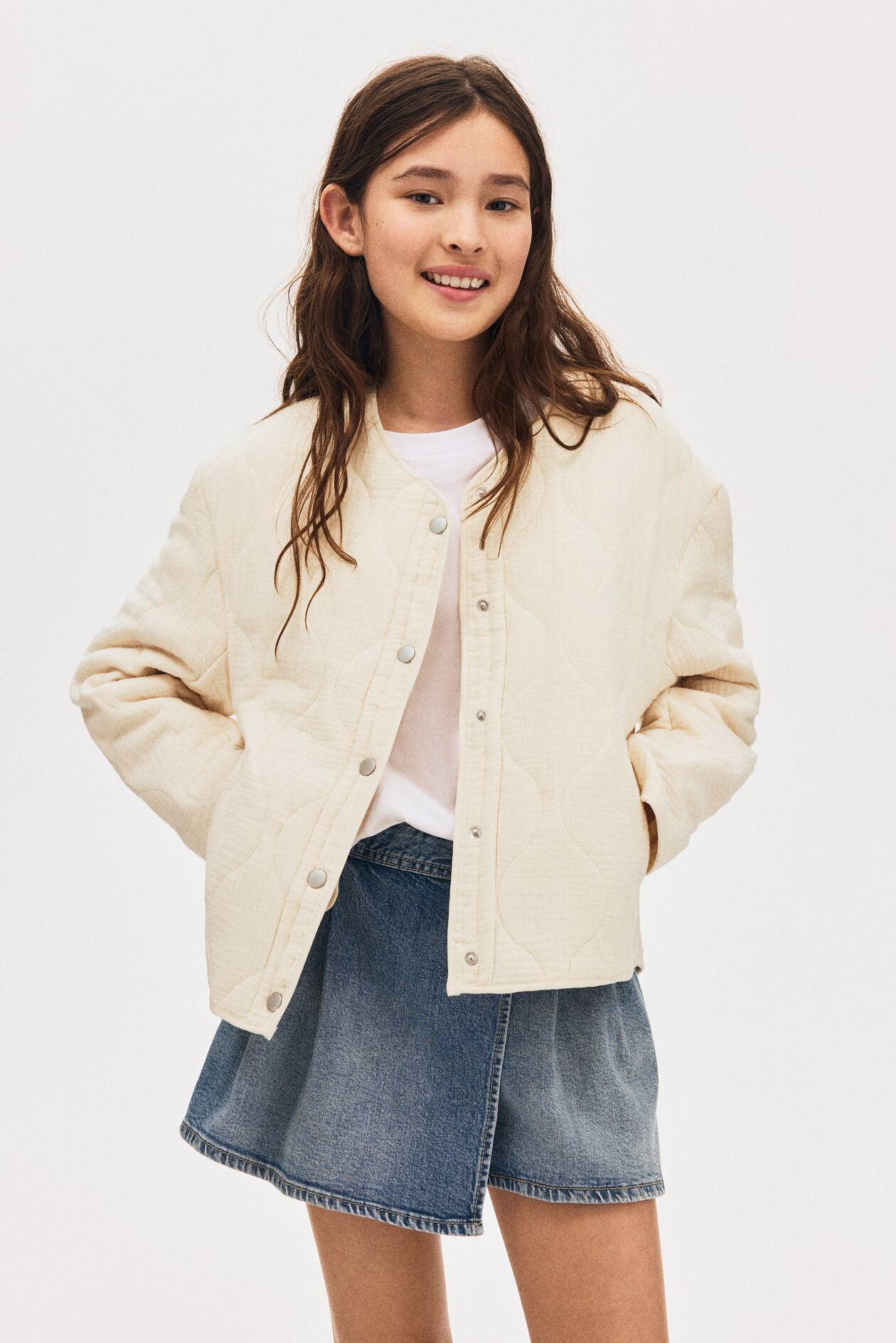 Cream Quilted muslin jacket for kids | H&M GB