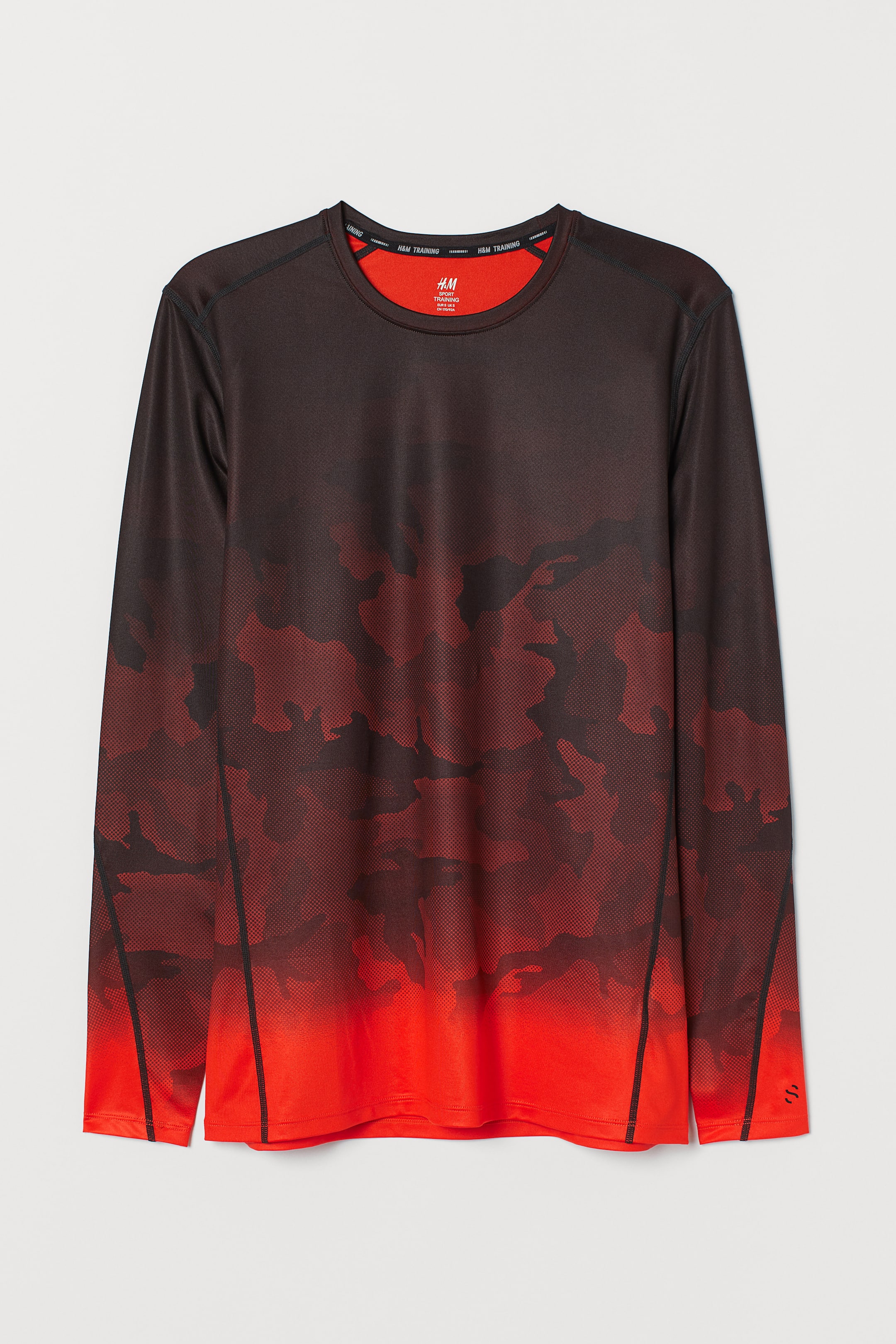 Long-sleeved sports top - Orange/Black patterned - Men | H&M GB