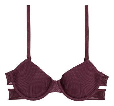 Padded underwired mesh bra - Burgundy - Ladies | H&M GB