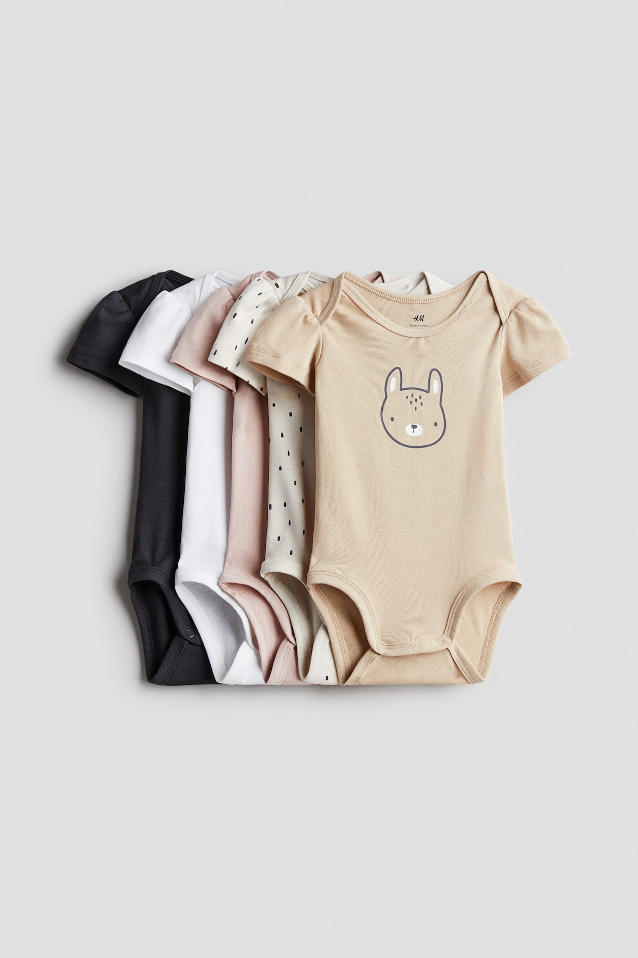 Balenie 5 ks bavlnených body - Béžová/zajačik - DETI | H&M SK