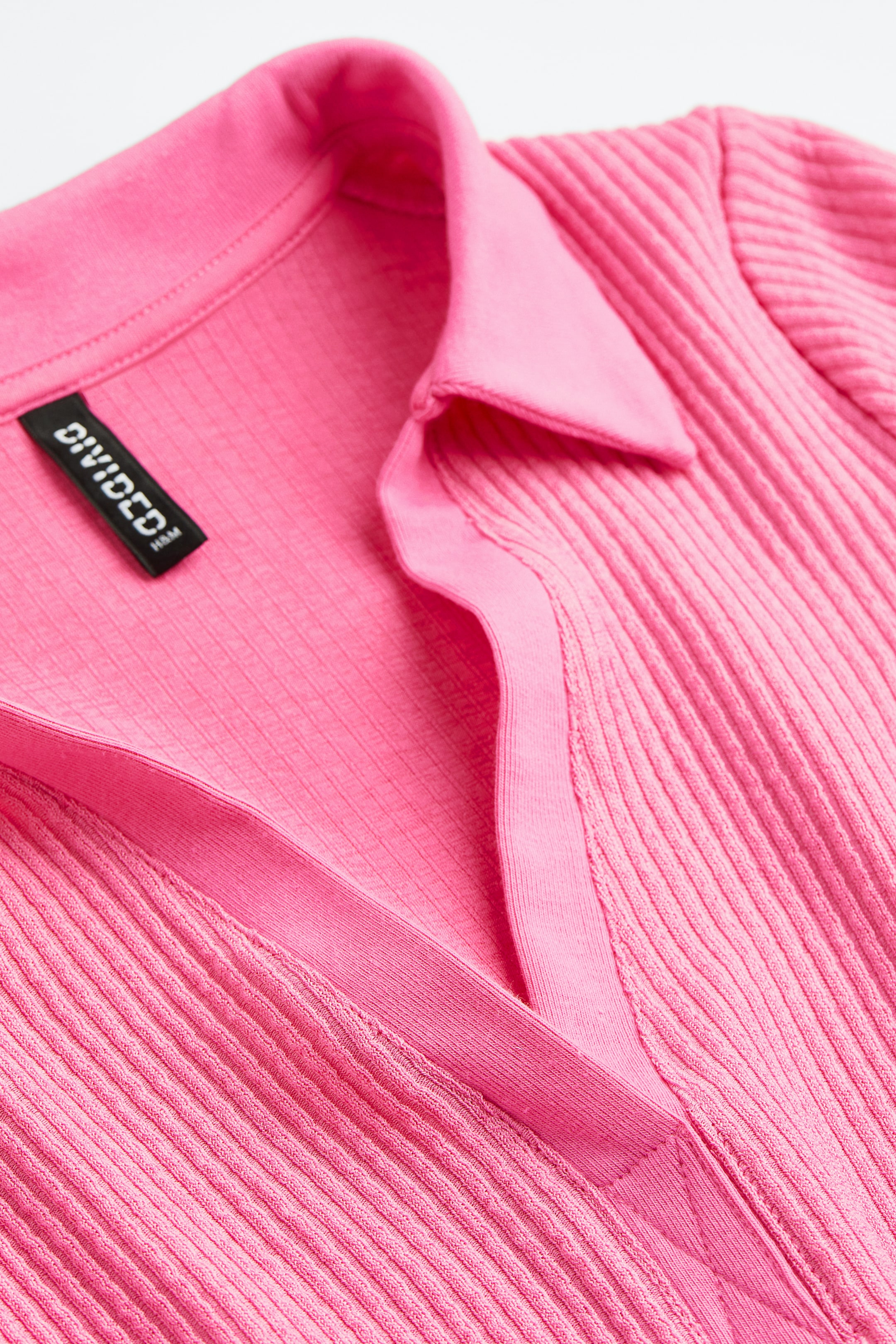 Collared ribbed top - Pink - Ladies | H&M GB