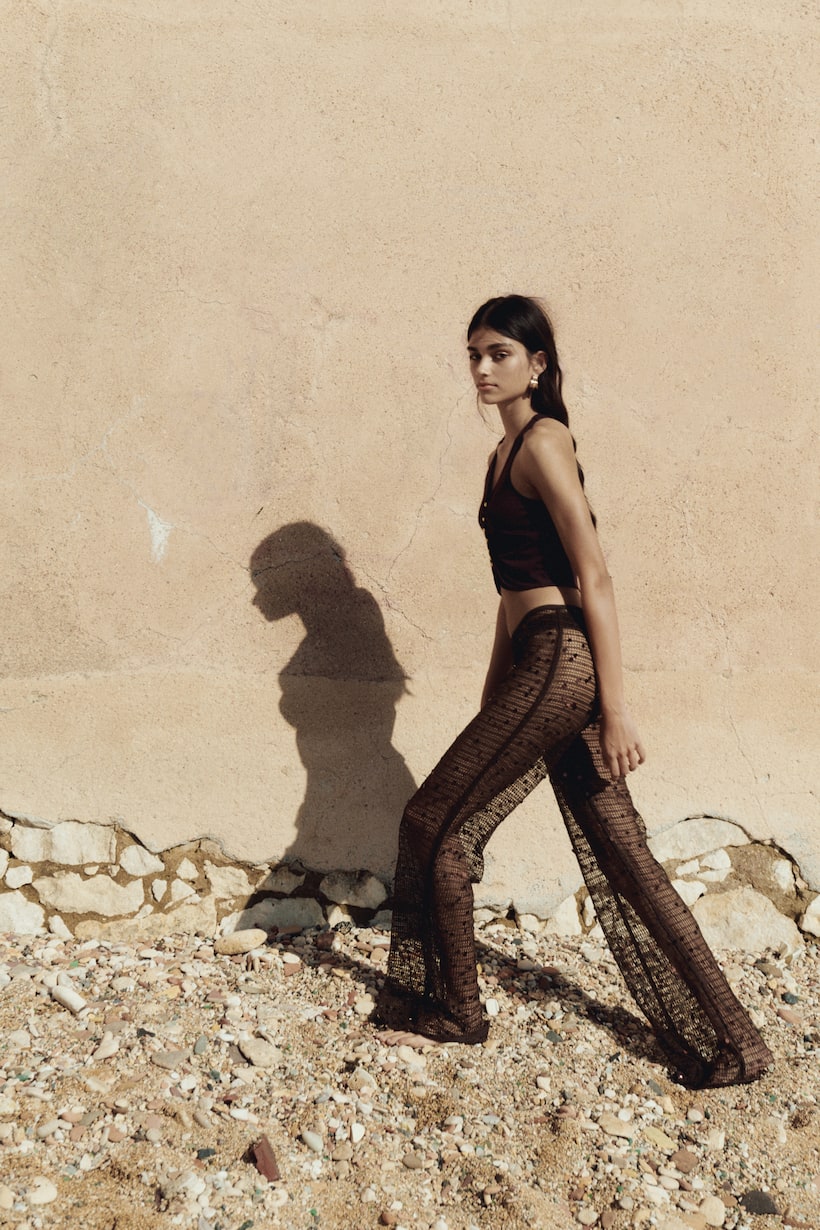 Sequined Net Pants - Dark brown - Ladies | H&M US