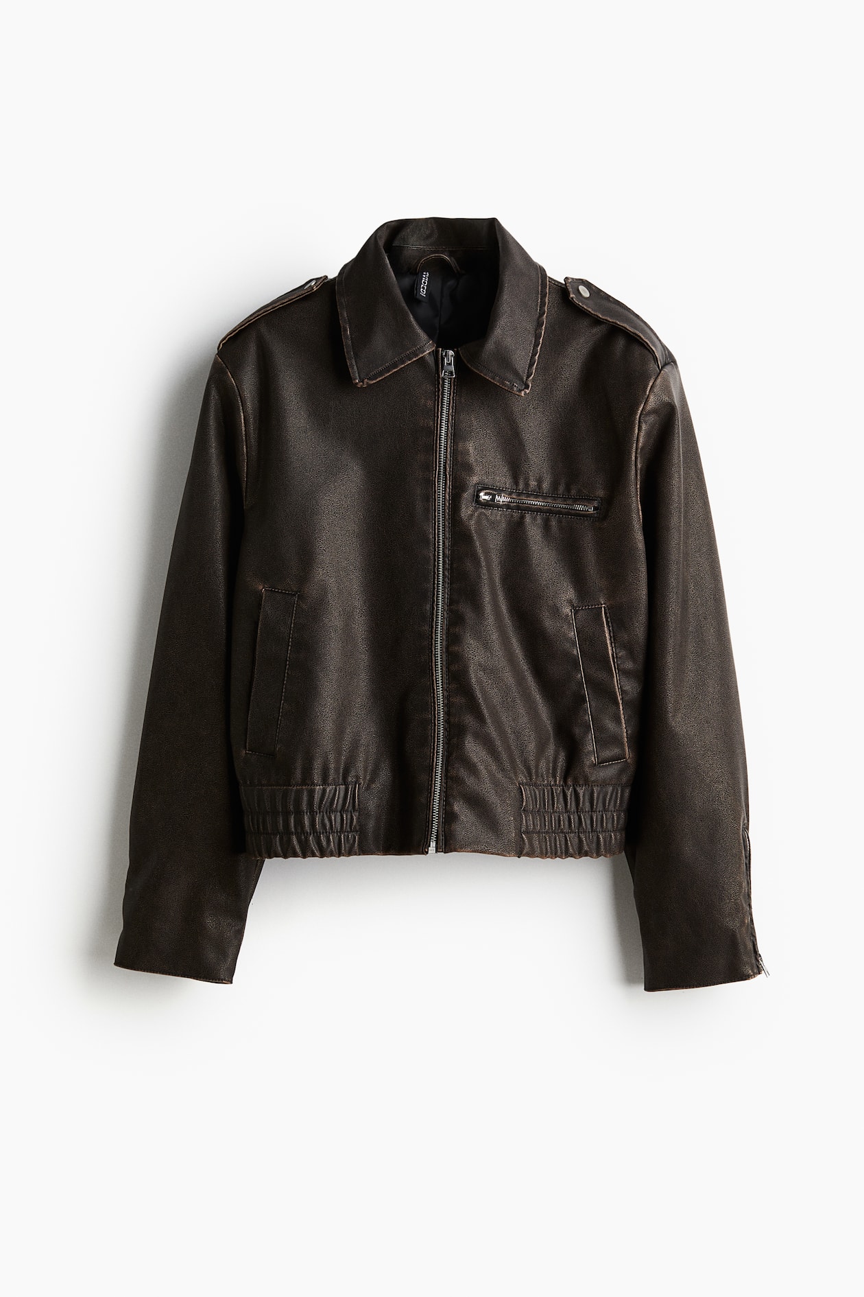 Distressed-look Shoulder-pad Jacket - Dark brown - Ladies | H&M US
