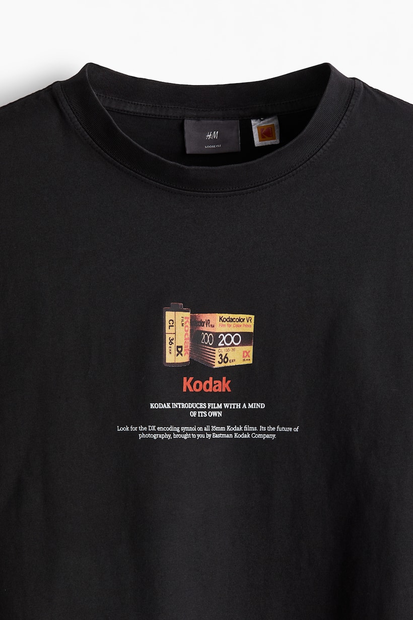 Loose Fit T-shirt - Black/Kodak - Men | H&M US