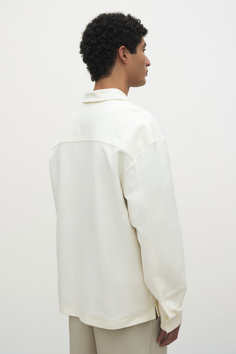 Men’s Cream Loose-Fit Brushed Overshirt | H&M CA