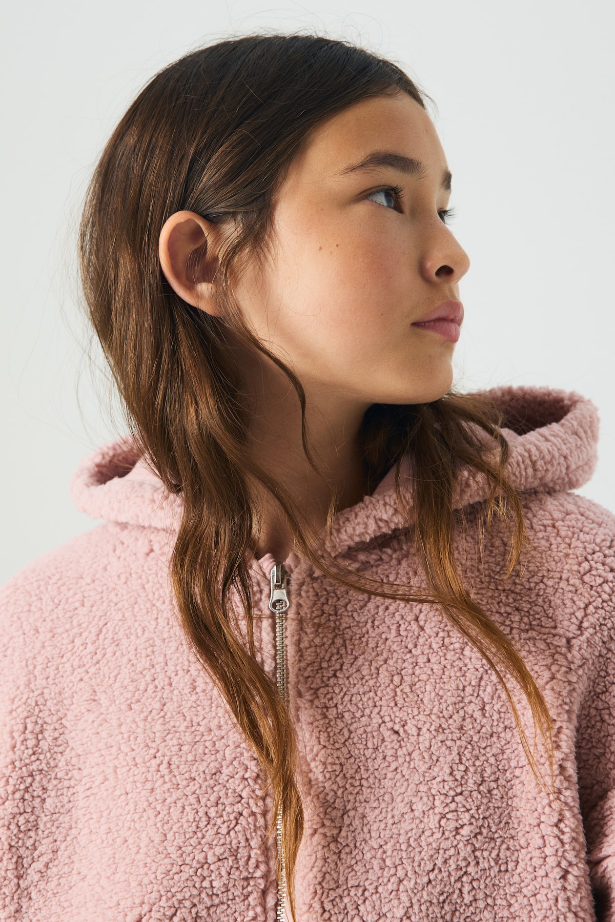 Hooded Teddy Fleece Jacket - Dusty pink - Kids | H&M US