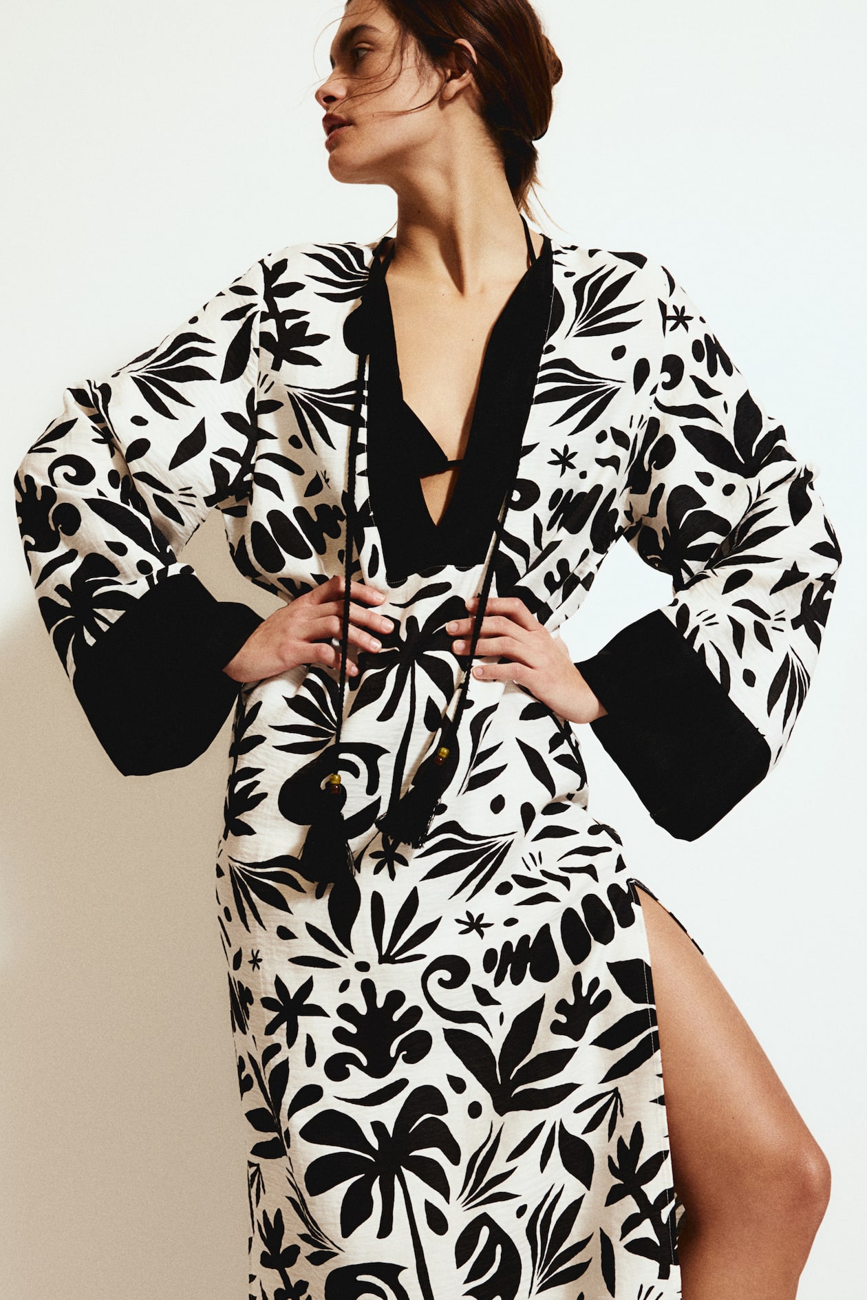 Strandtunika - Weiß/Schwarz gemustert - Ladies | H&M AT