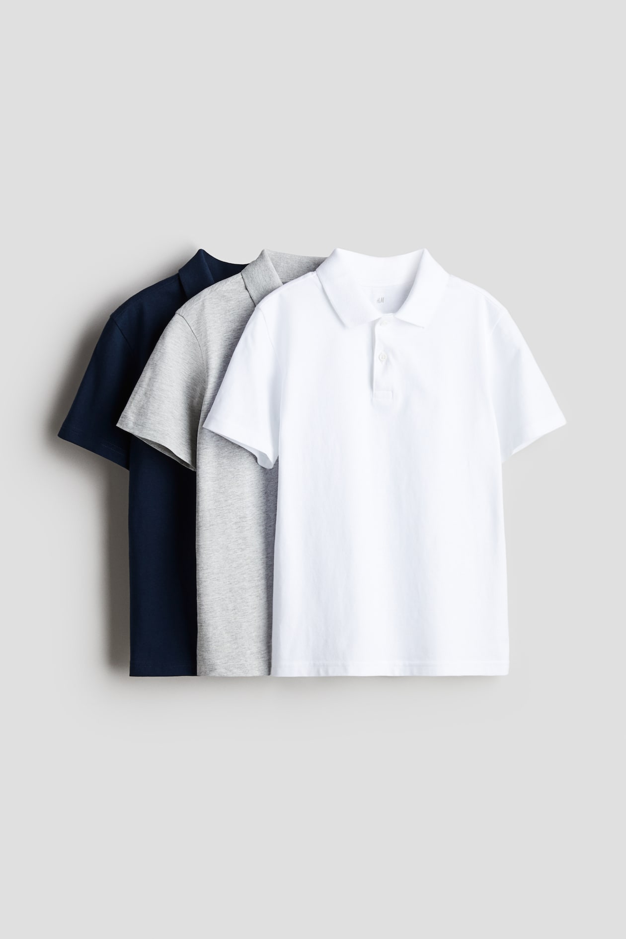 Set de 3 tricouri polo de bumbac - Bleumarin/gri-deschis melanj - COPII ...