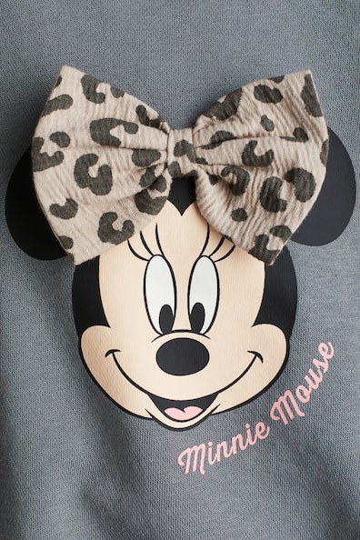 Dark gray/Minnie Mouse Printed Brushed-Inside Sweatshirt for kids | H&M CA