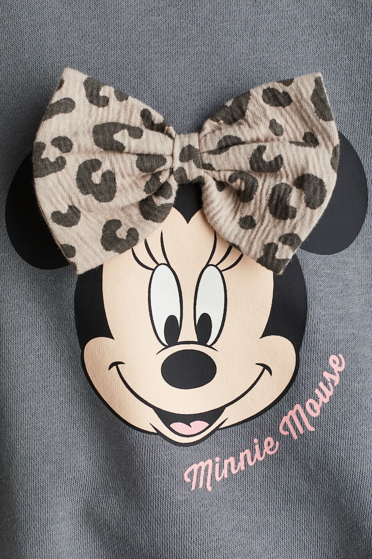 Dark gray/Minnie Mouse Printed Brushed-Inside Sweatshirt for kids ...