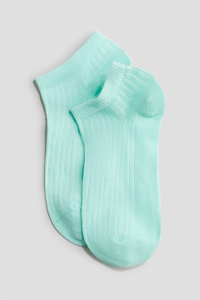 5-Pack Rib-Knit Ankle Socks - Turquoise/yellow - Kids | H&M US
