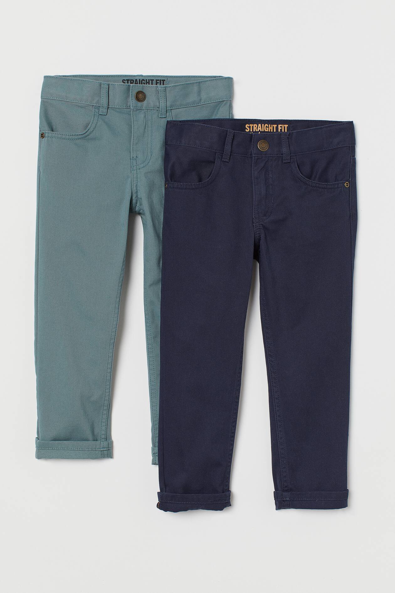 2-pack pantalones Straight Fit - Azul oscuro/Turquesa - Kids | H&M MX