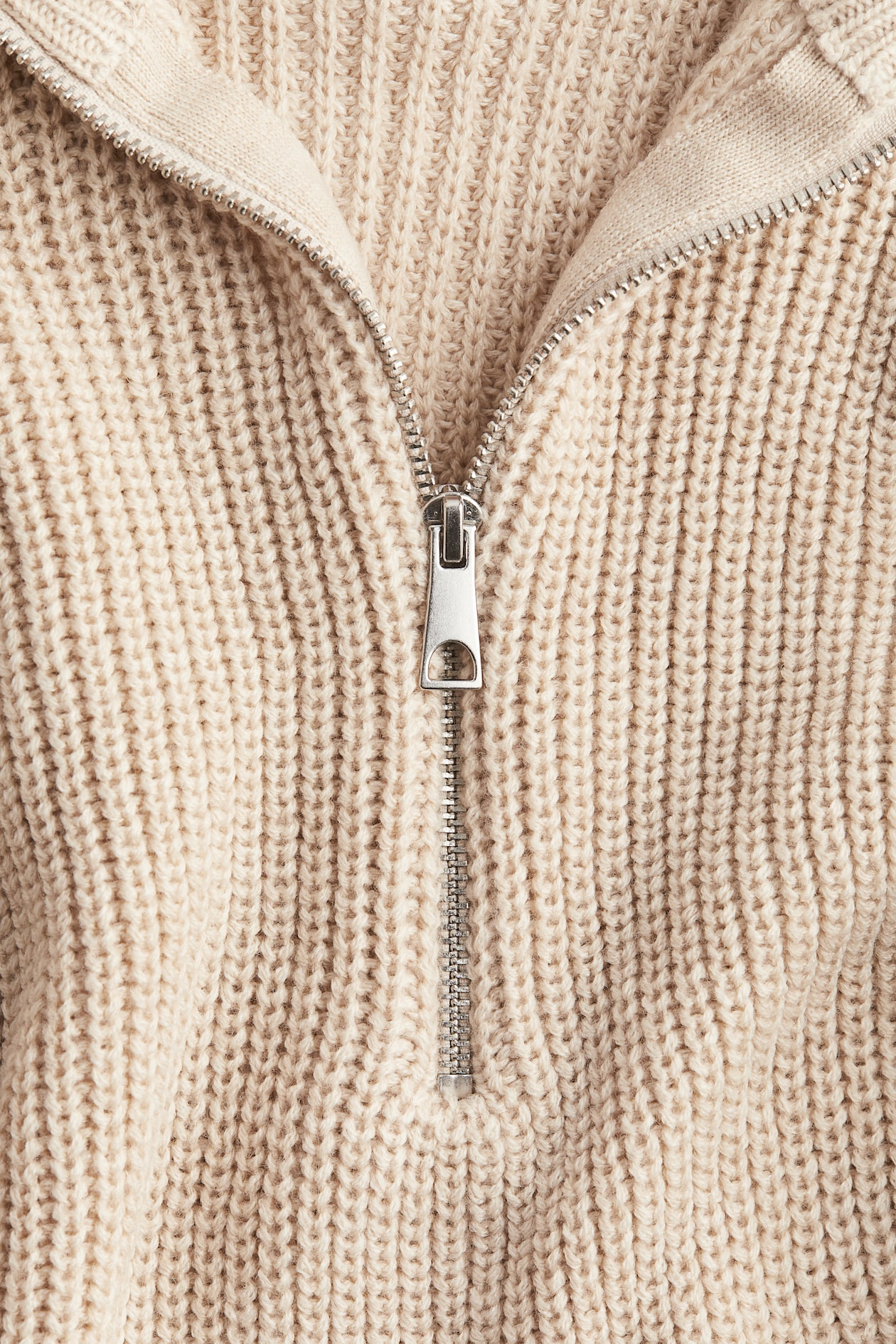 Chunky-Knit Half-Zip Sweater - Light beige - Ladies | H&M US