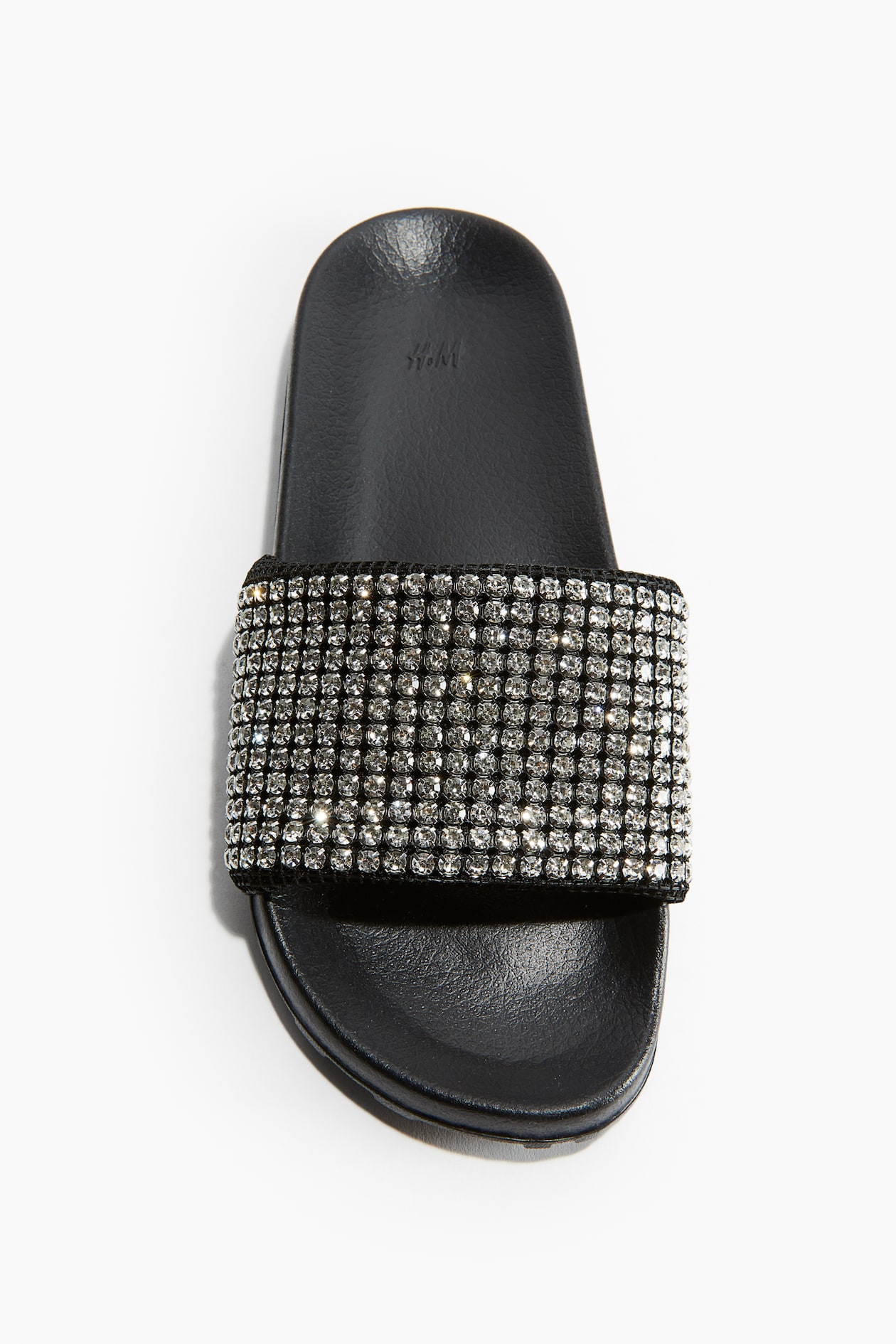 Rhinestone-embellished Pool Slide Shoes - Black/rhinestones - Ladies ...