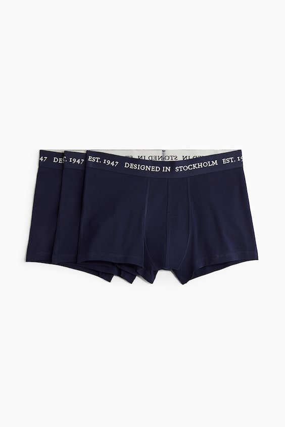 Men’s Navy blue 3-pack Short Boxer Briefs with Lycra® | H&M US