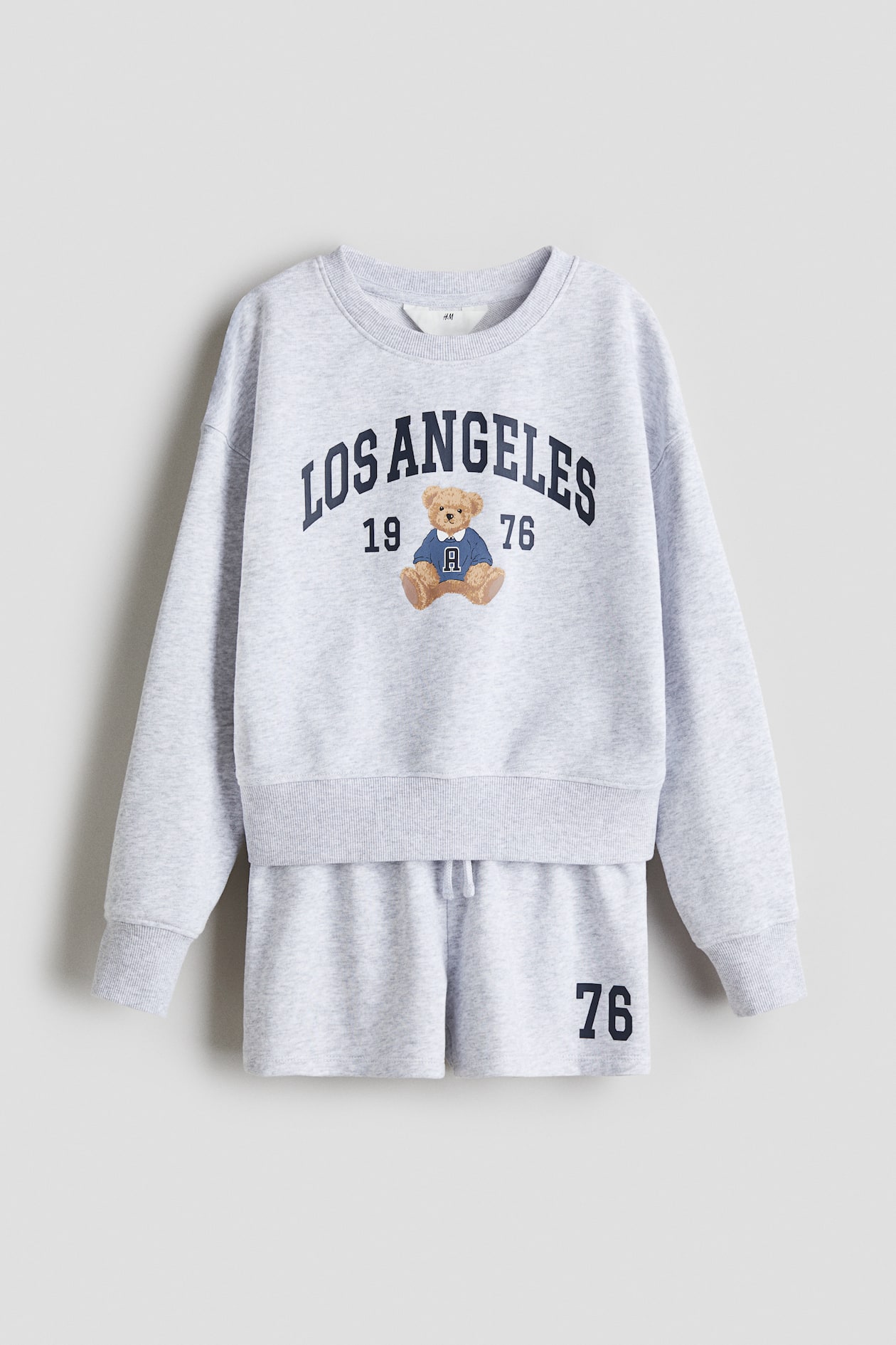 Ensemble 2 pièces en molleton - Gris clair chiné/Los Angeles - ENFANT | H&M CA