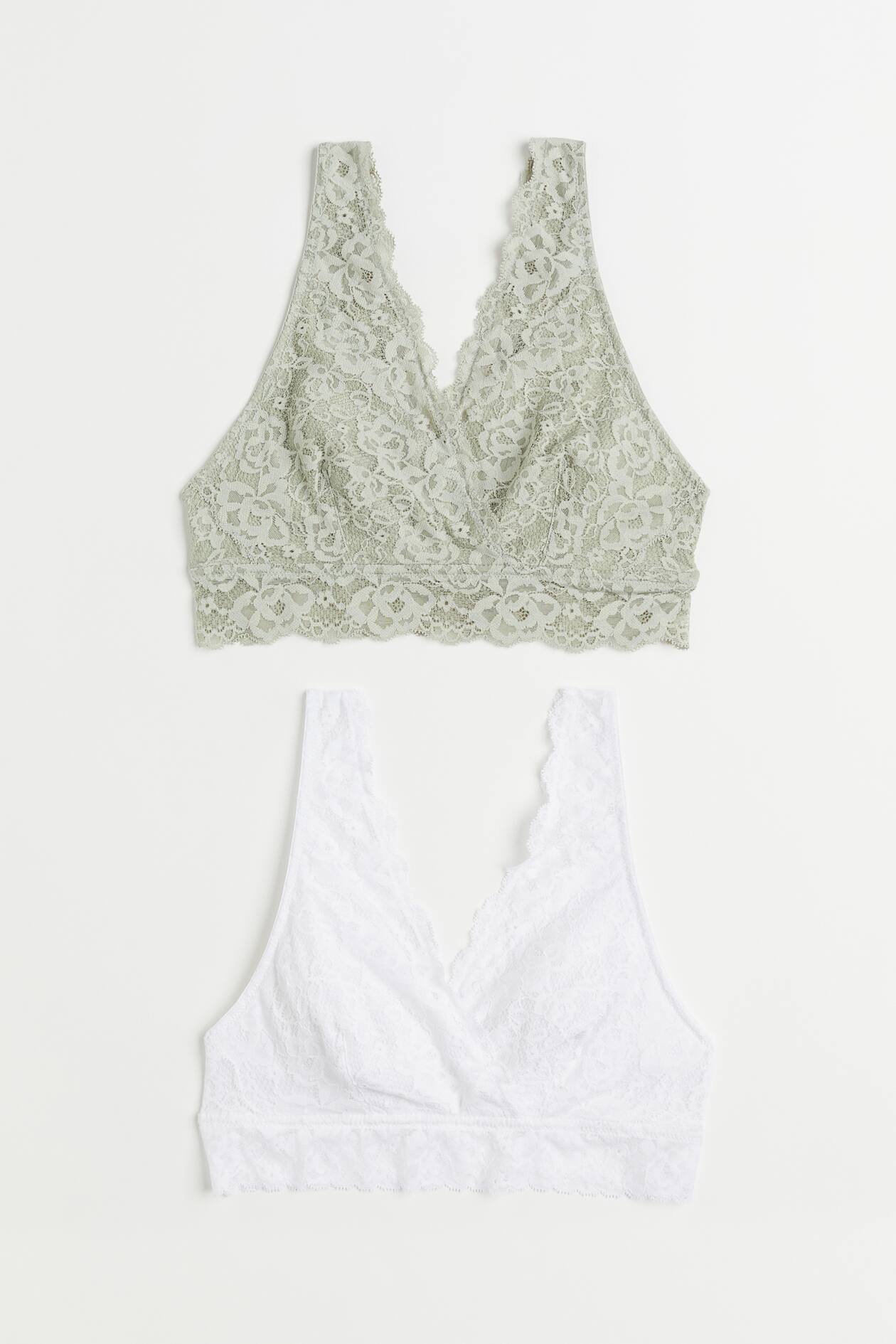 MAMA 2-pack lace nursing bras - Light turquoise/White - Ladies | H&M IE