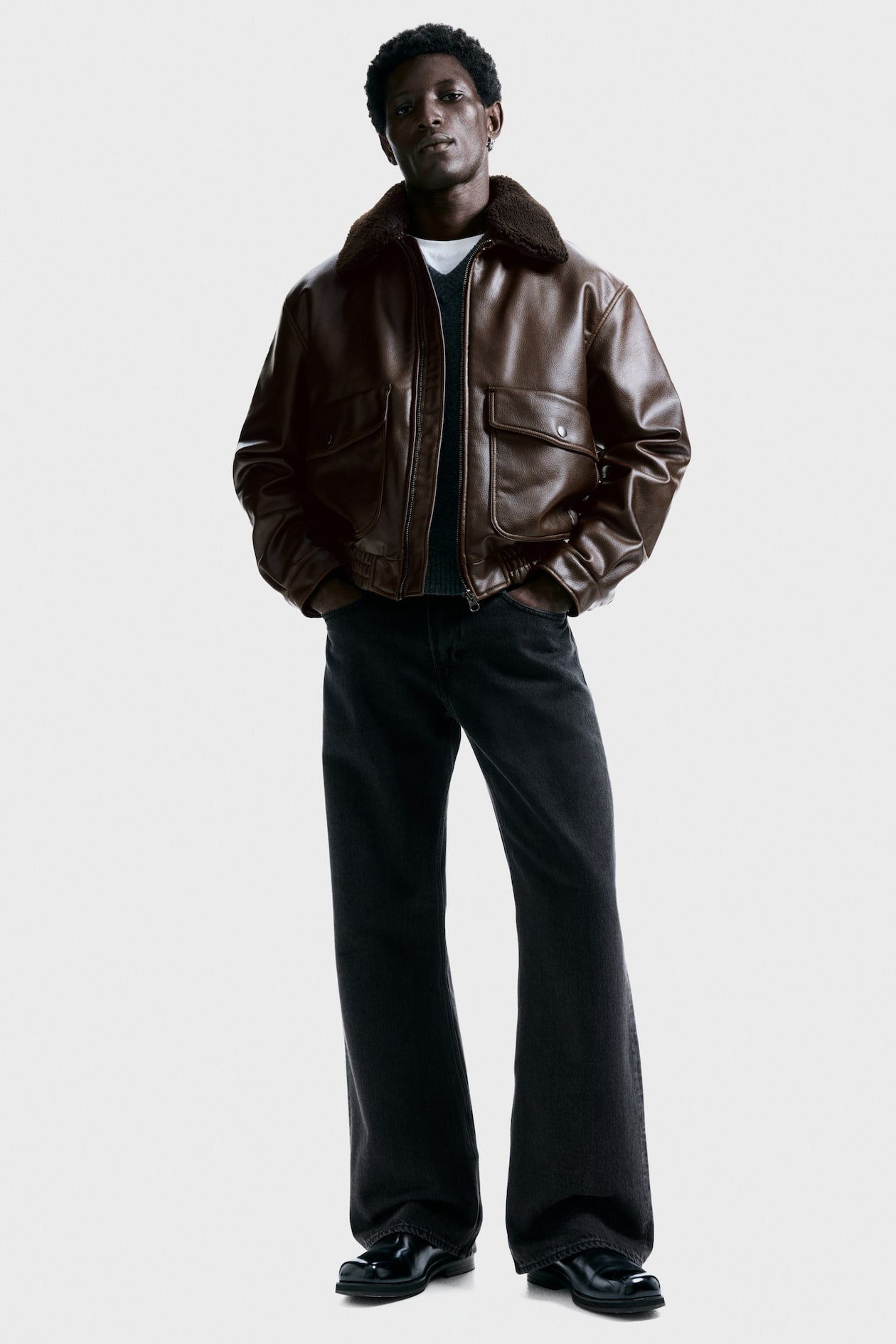 Brown Leather Aviator Jacket Mens