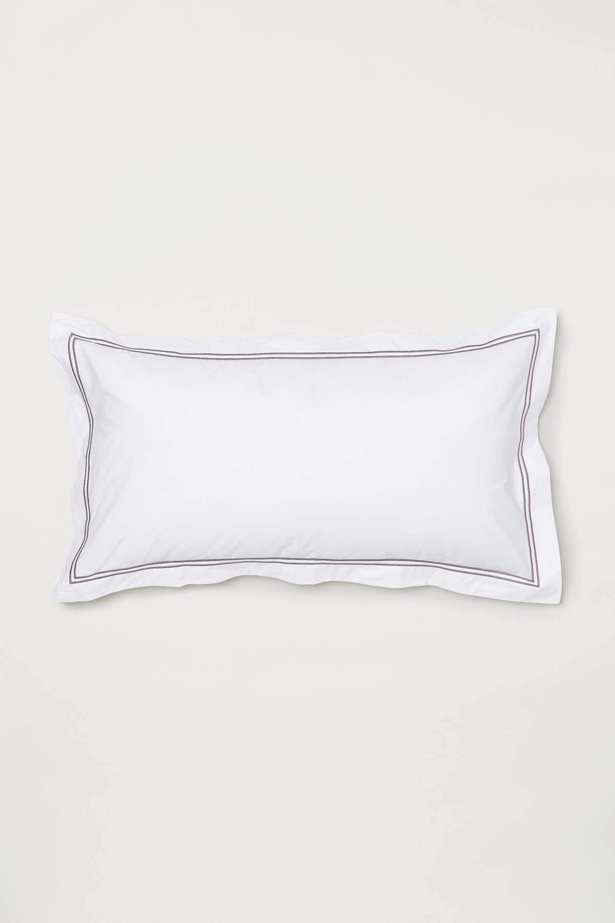 Funda de almohada en percal - Blanco/Gris oscuro - Home All | H&M MX