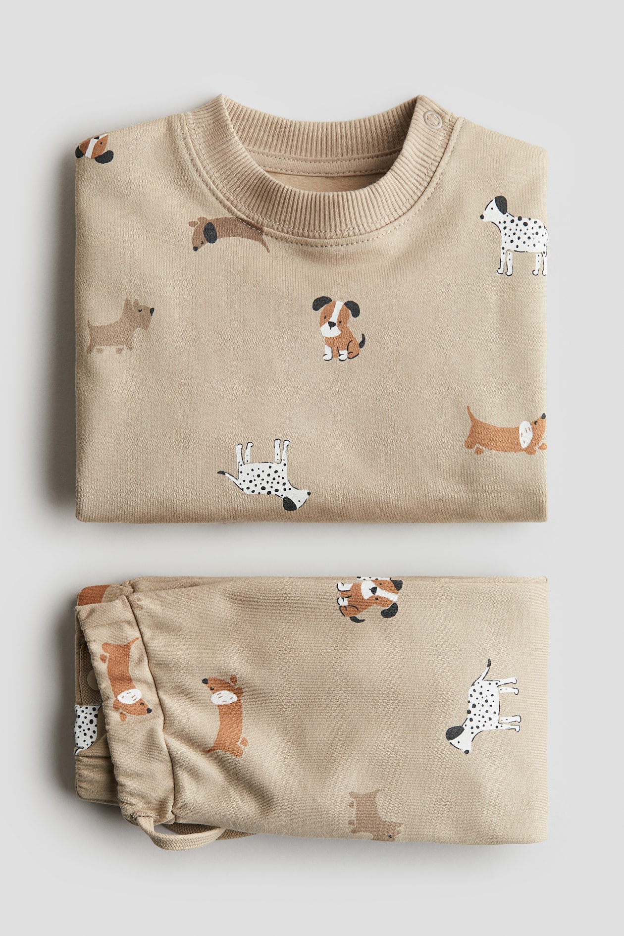 2-piece Sweatsuit - Beige/dogs - Kids | H&M US