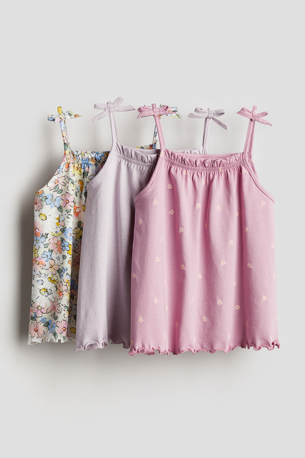 3-pack Bow Detail Camis - Pink/Floral - Kids | H&M AU