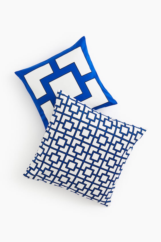2-pack Satin Cushion Covers - Cobalt blue/patterned - Home All | H&M US