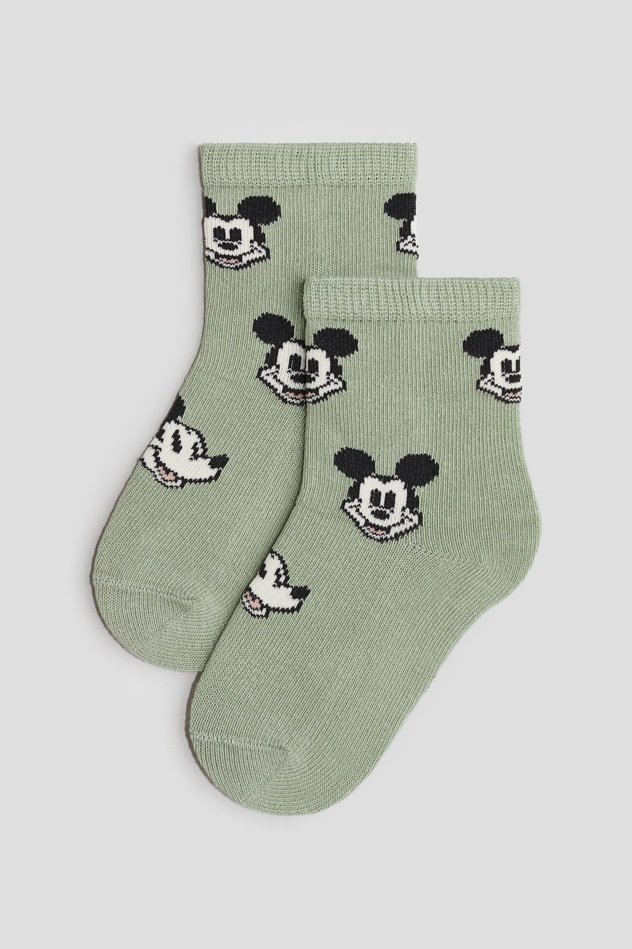 Dusty green/Mickey Mouse 3-pack Motif-detail Socks for kids | H&M US