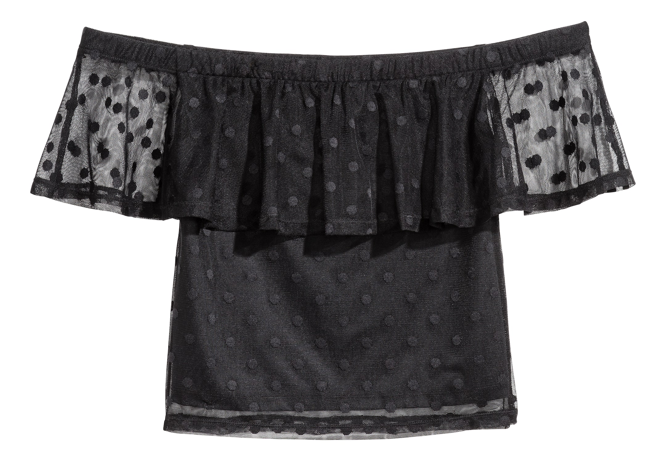 Spotted mesh top - Black - Ladies | H&M GB