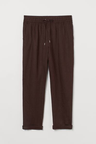 Leinenjoggers - Normale Bundhöhe - 7/8-Länge - Dunkelbraun - Ladies | H ...