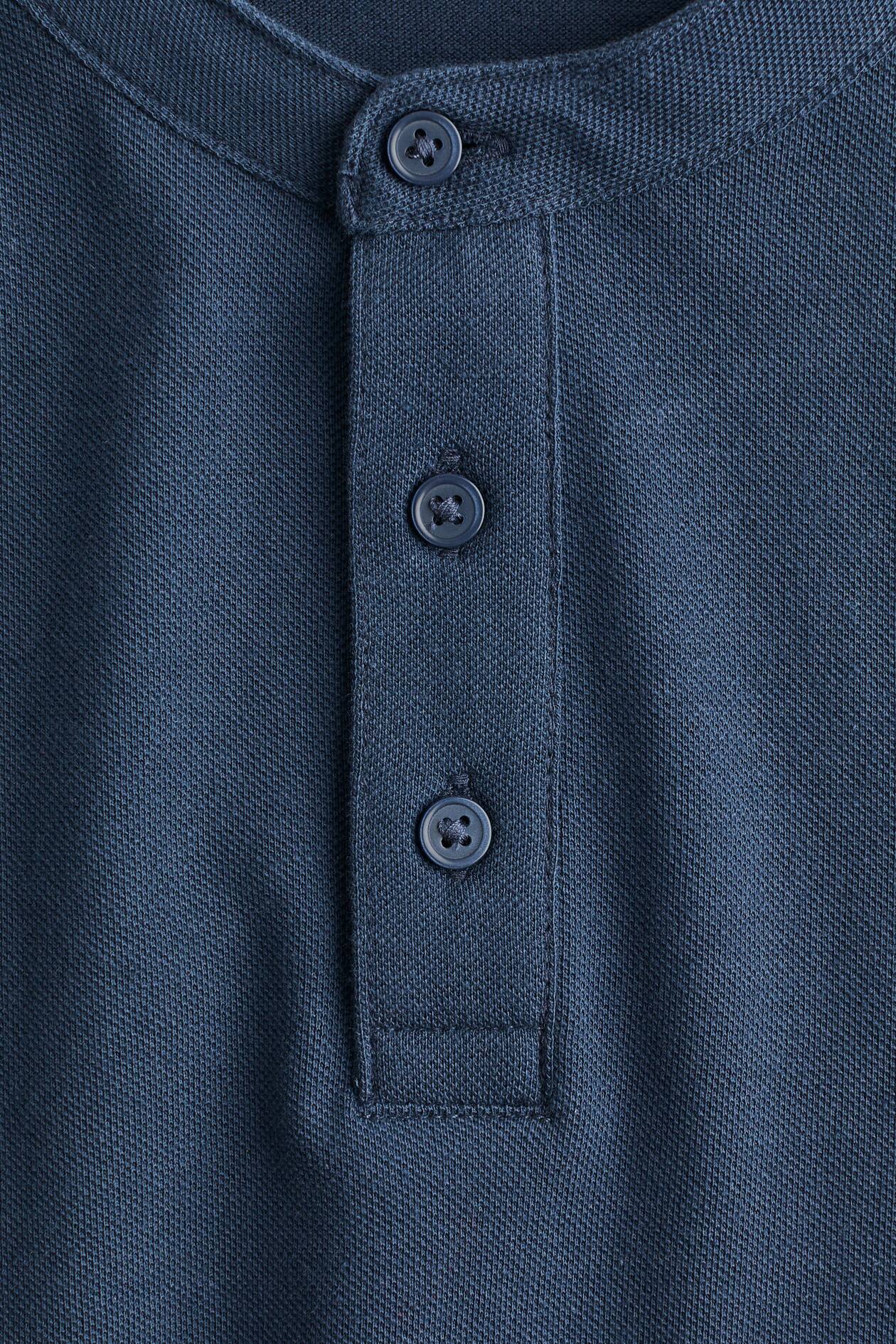 Dark blue Band Collar Polo Shirt for kids | H&M US