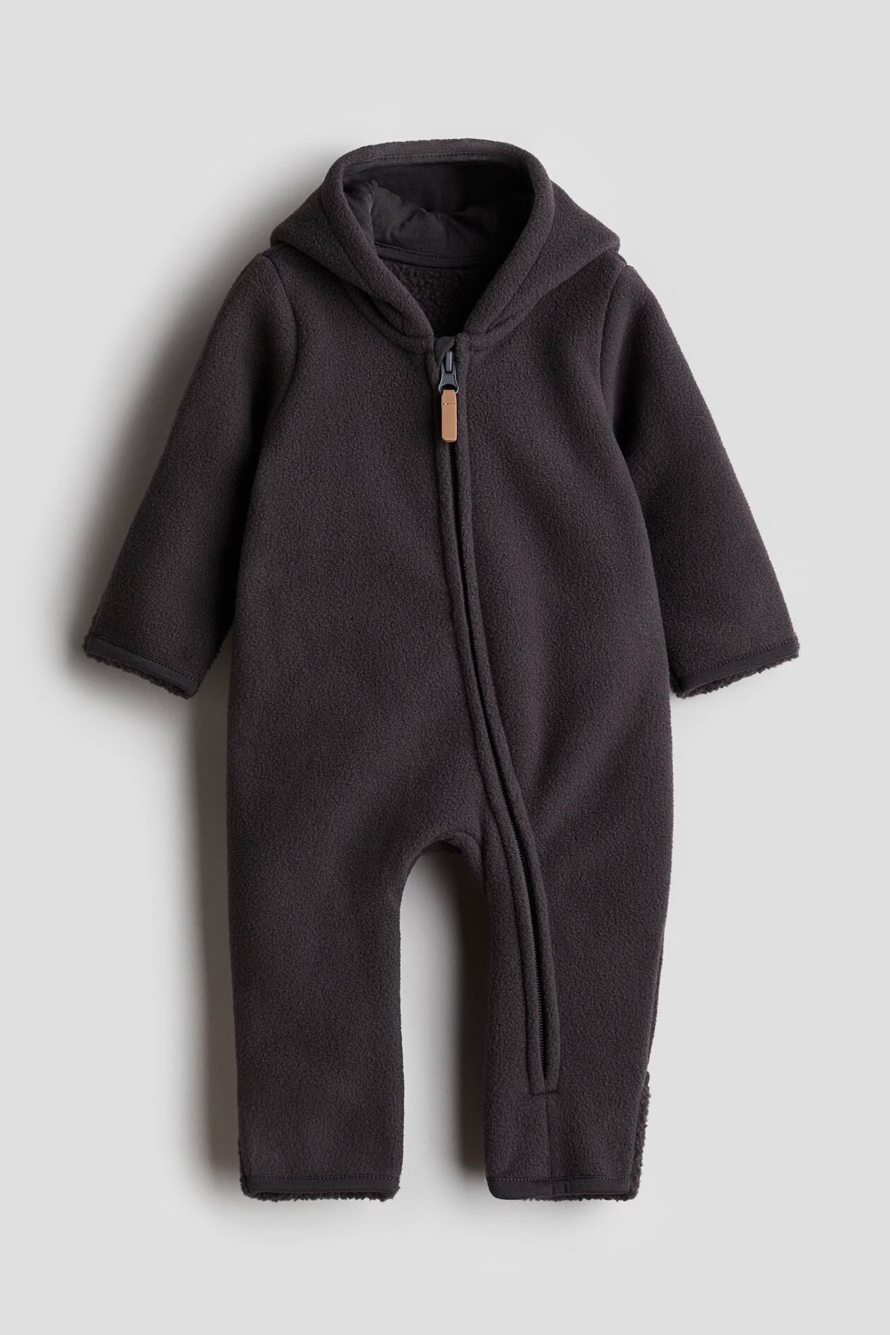 Fleece overall met capuchon - Donkergrijs - KINDEREN | H&M NL