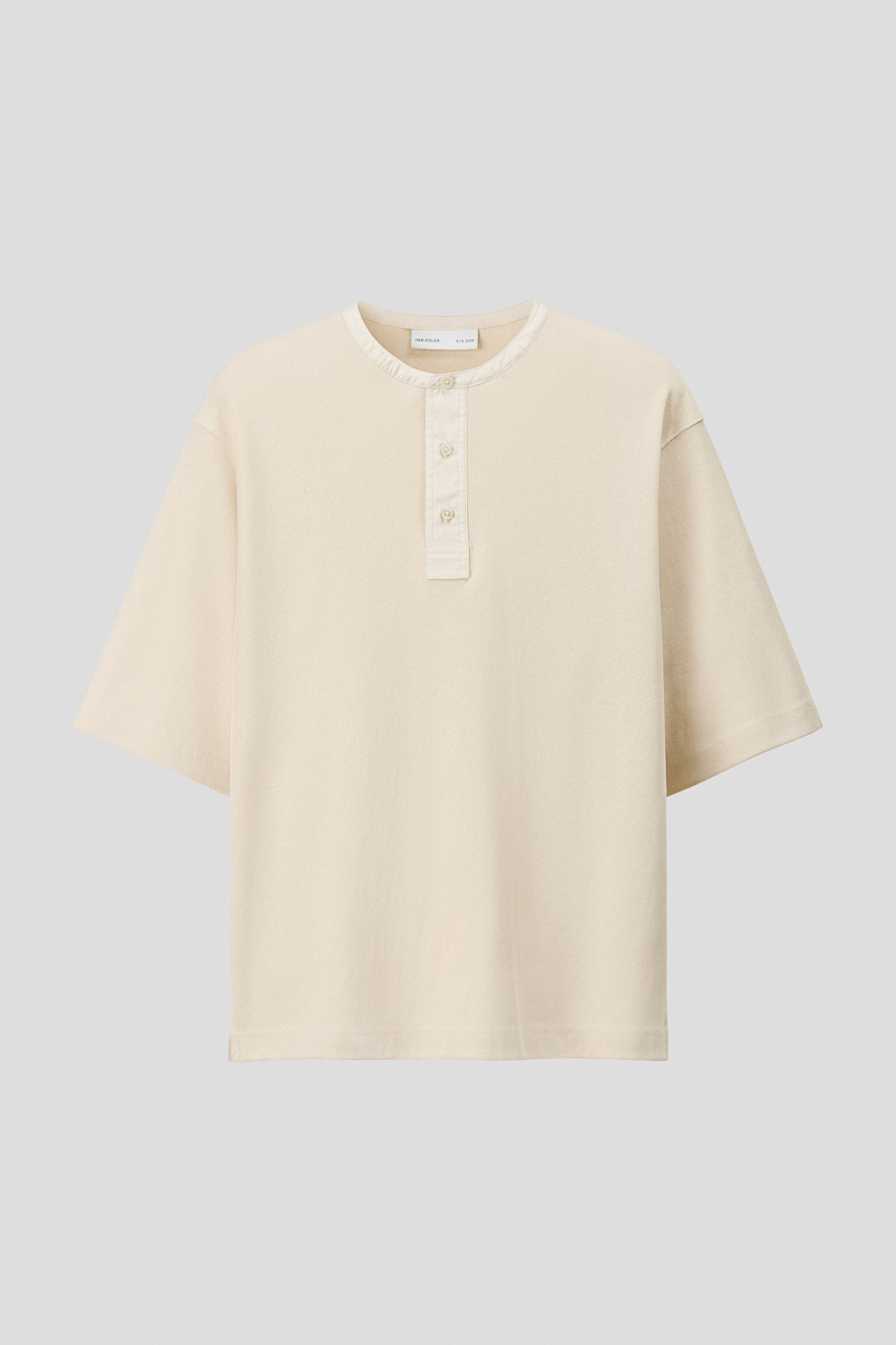 Men’s Light beige Loose-Fit Linen-Blend Henley Shirt | H&M US