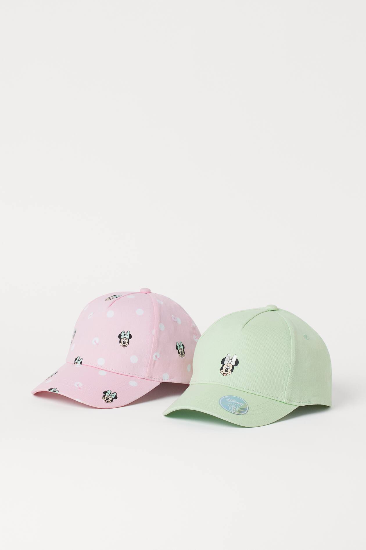 2-pack Printed Twill Caps - Light green/Minnie Mouse - Kids | H&M US