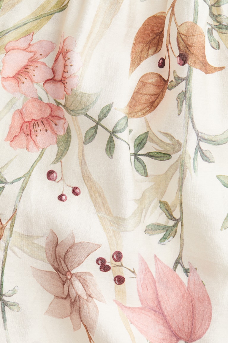 Flounce-Cuff Blouse - Light beige/floral - Ladies | H&M US