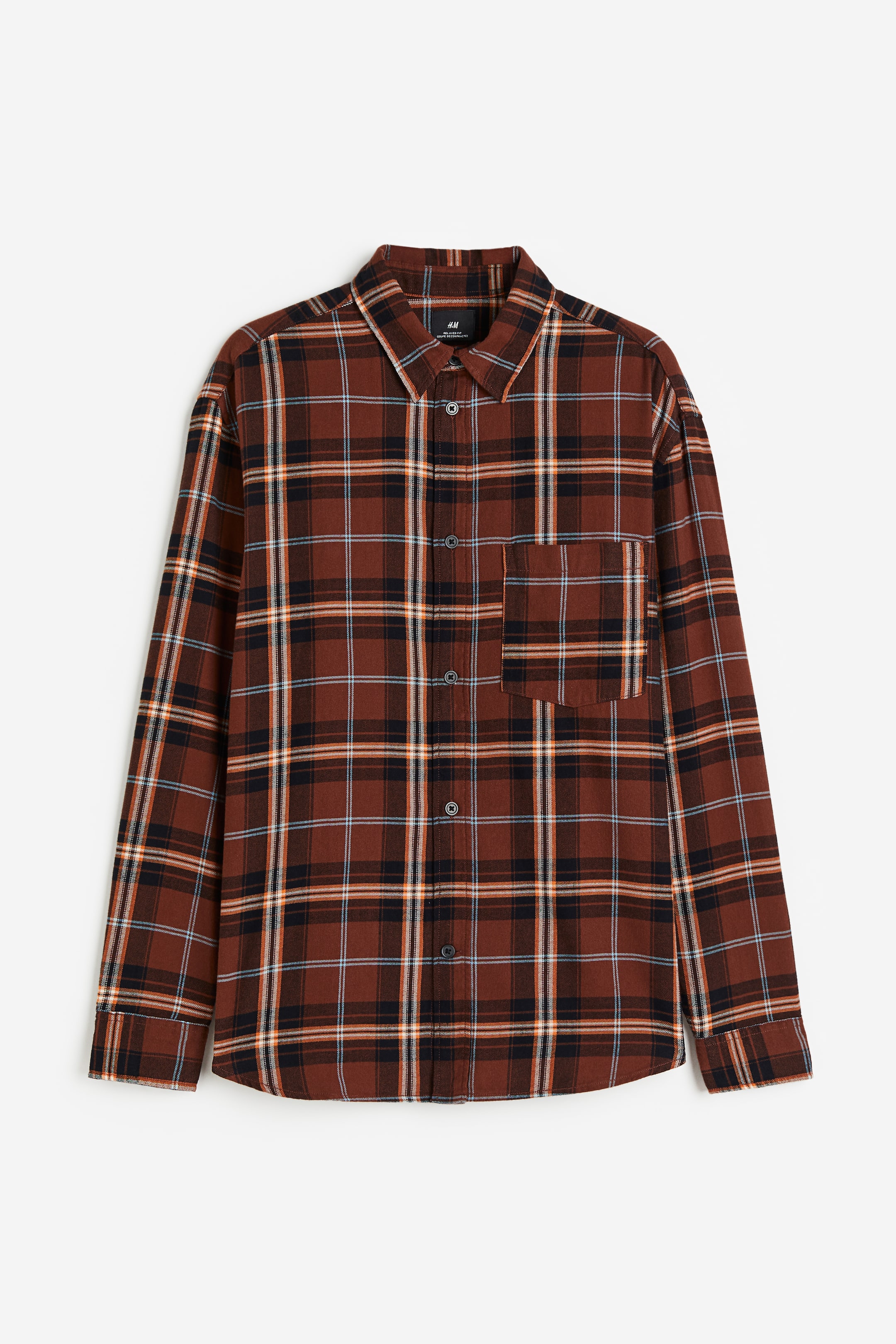 Relaxed Fit Flannel shirt - Brown/Checked - Men | H&M IN