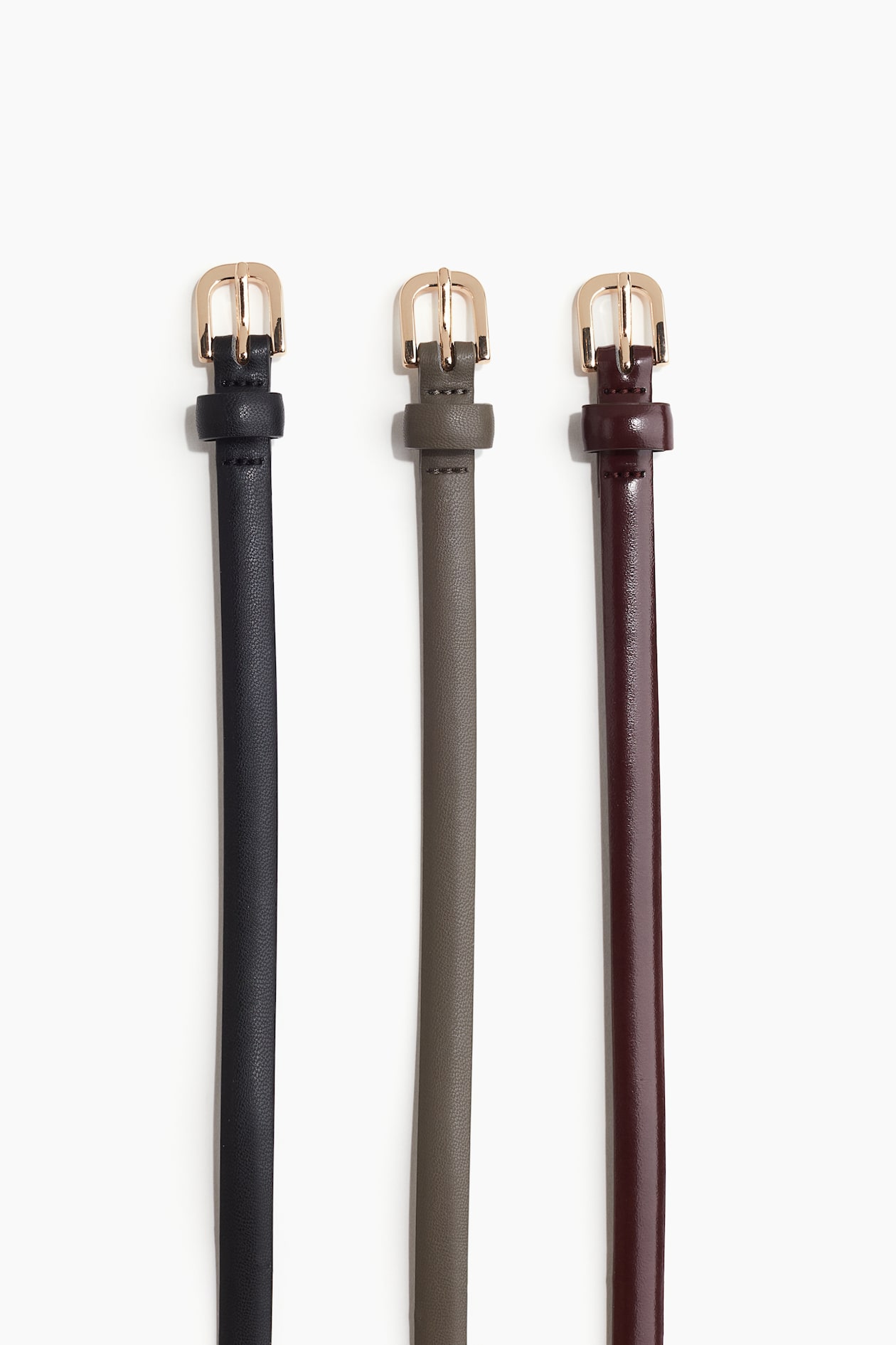 3-pack Narrow Belts - Black/taupe/burgundy - Ladies | H&M US