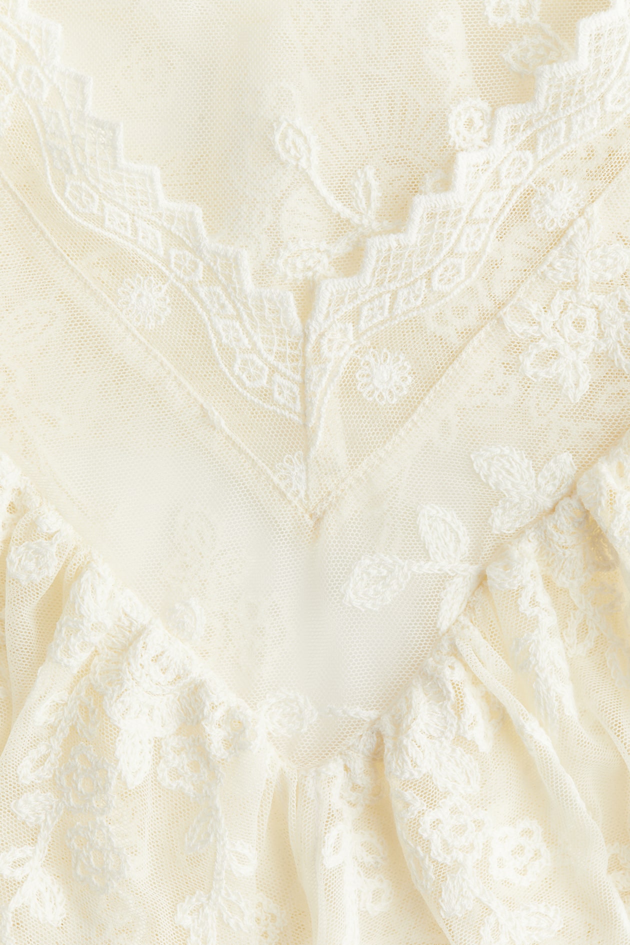 Women's Cream Flounce-trimmed lace blouse | H&M GB