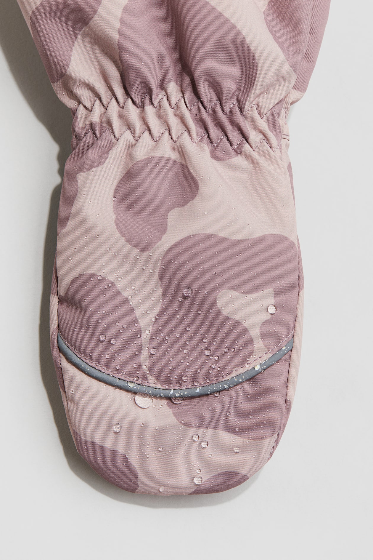 Light dusty pink/Leopard-print Water-repellent shell mittens for kids ...